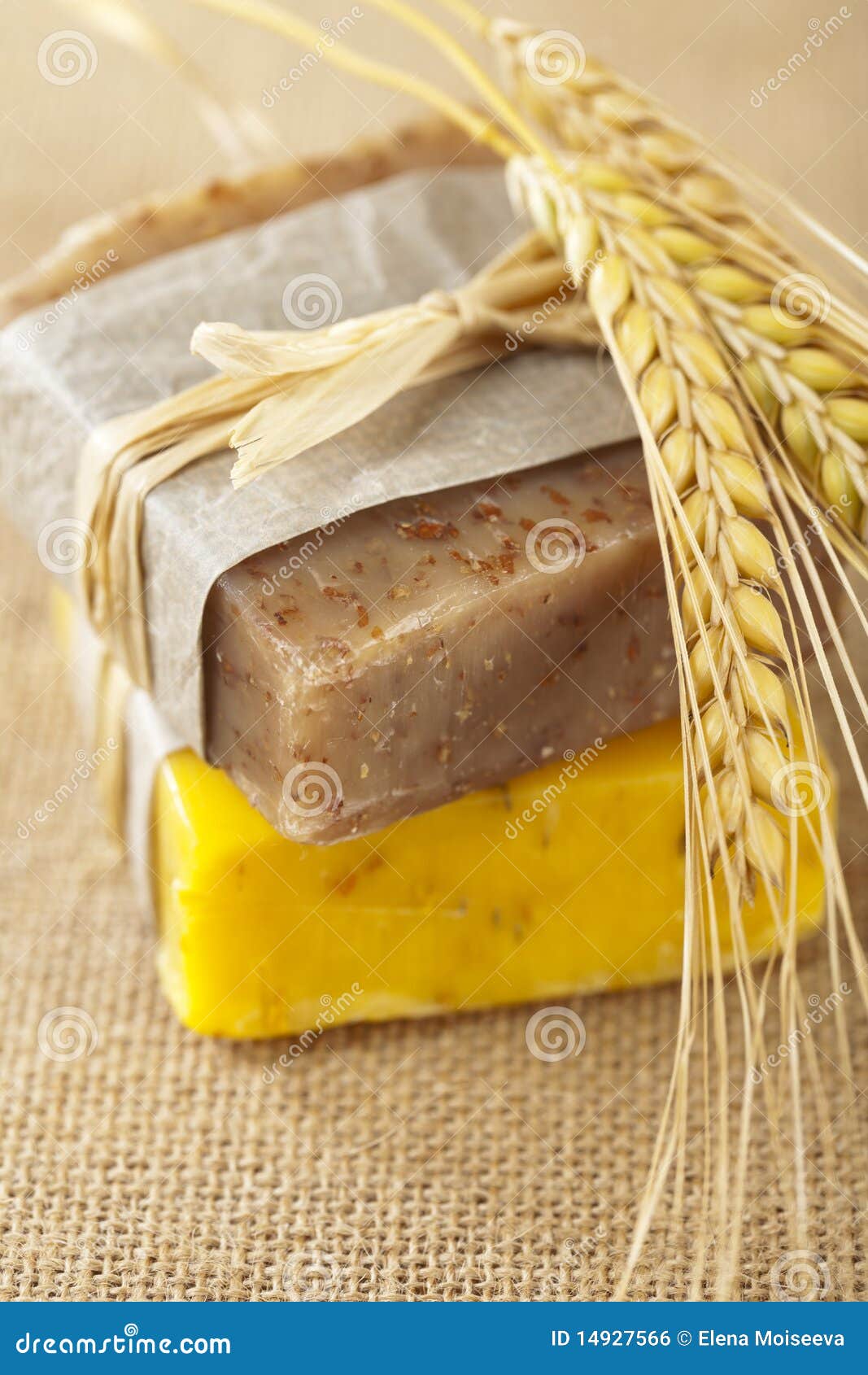 Homemade Soap Bars with Wheat Spikelets, Stock Photo - Image of copy ...