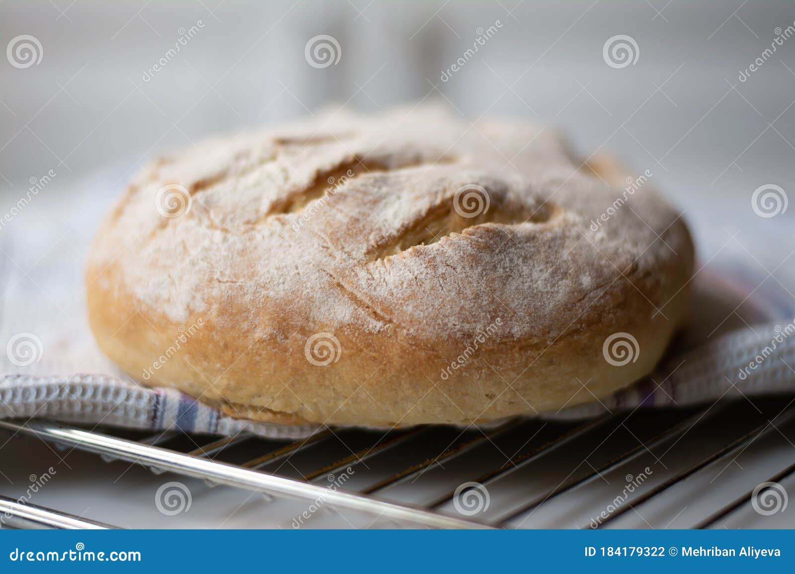 Homemade Sourdough Bread with a Leaf Pattern Scored on Stock Photo ...