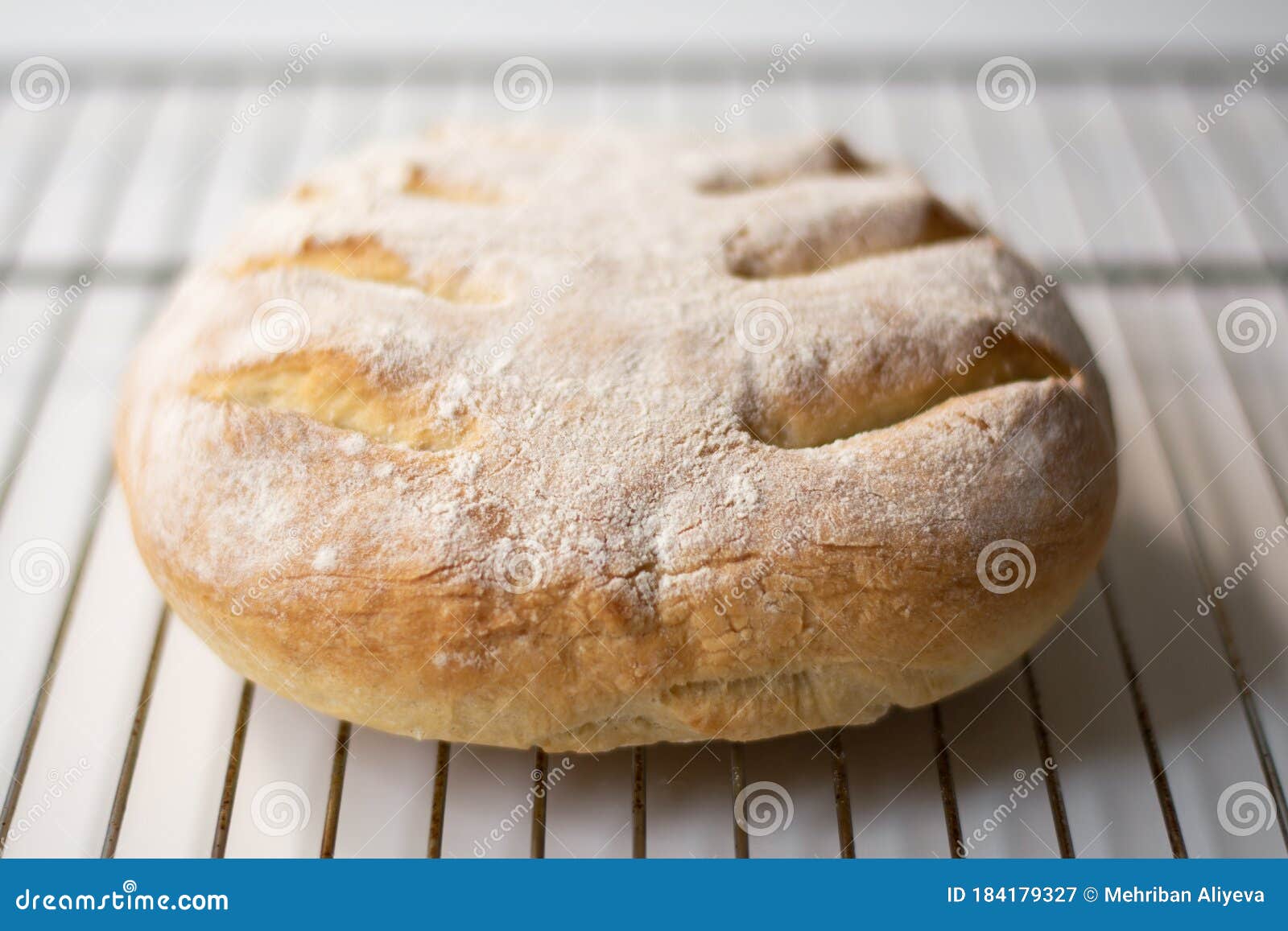 Homemade Sourdough Bread with a Leaf Pattern Scored on Stock Image ...