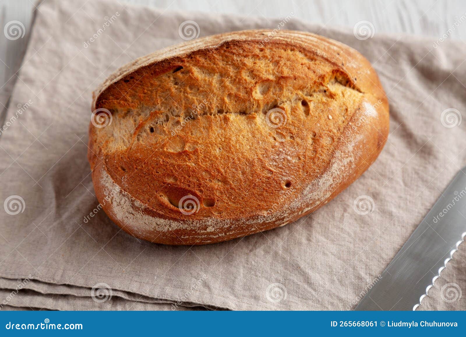 Homemade Sourdough Bread, Side View Stock Image - Image of health ...