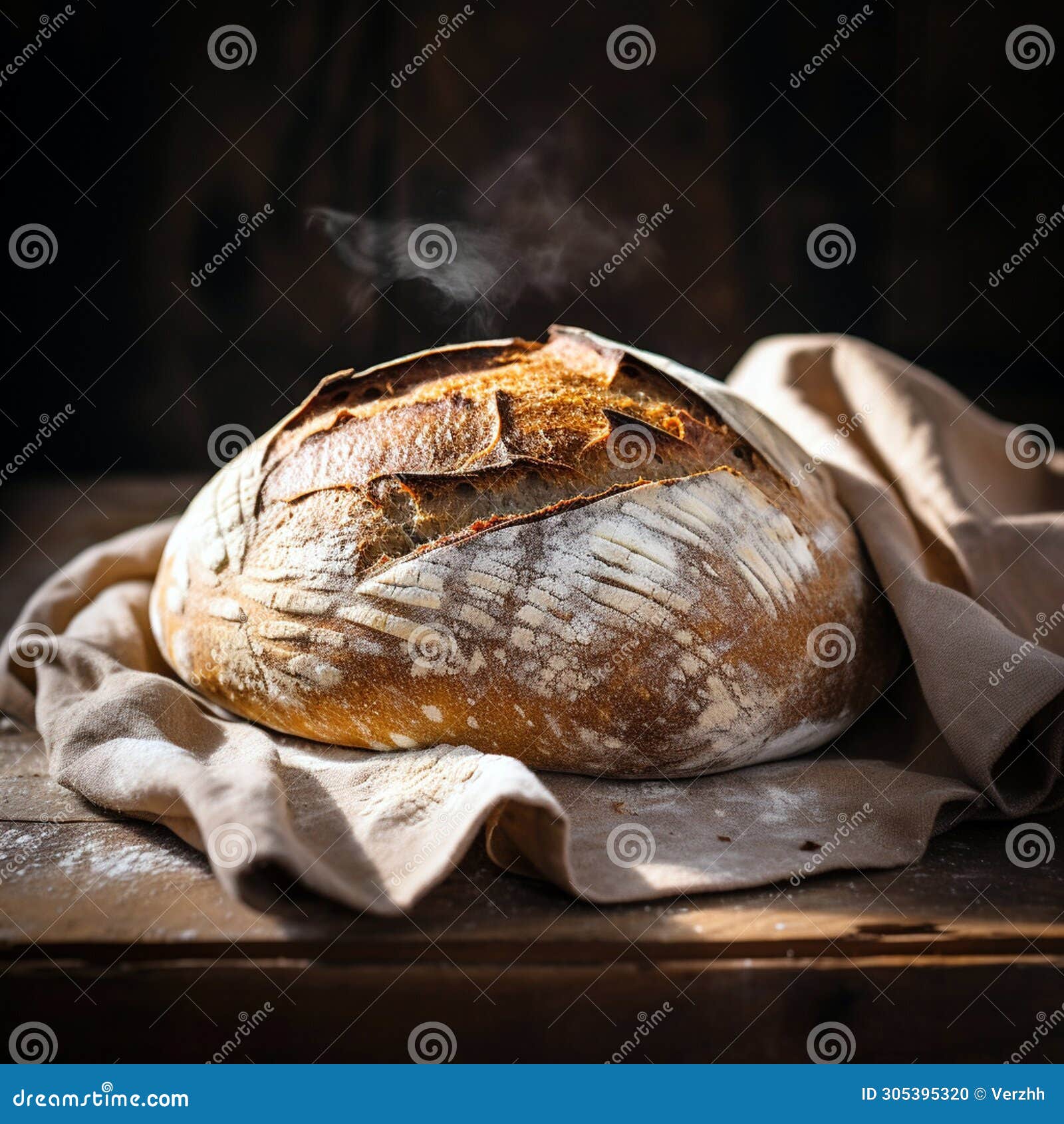 Homemade Sourdough Bread on the Table 2 Stock Illustration ...