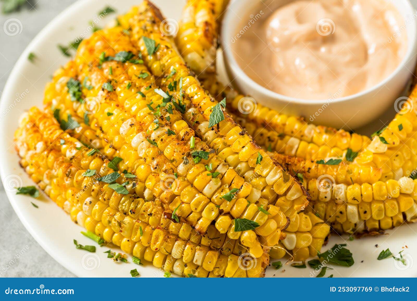 Homemade Spicy Corn Ribs stock image. Image of corn - 253097769