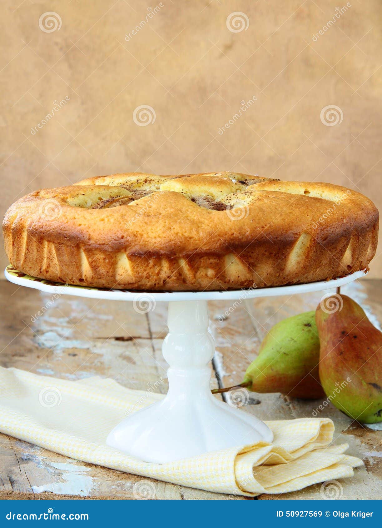 Homemade Sponge Cake with Pears Stock Image - Image of holiday, tasty ...