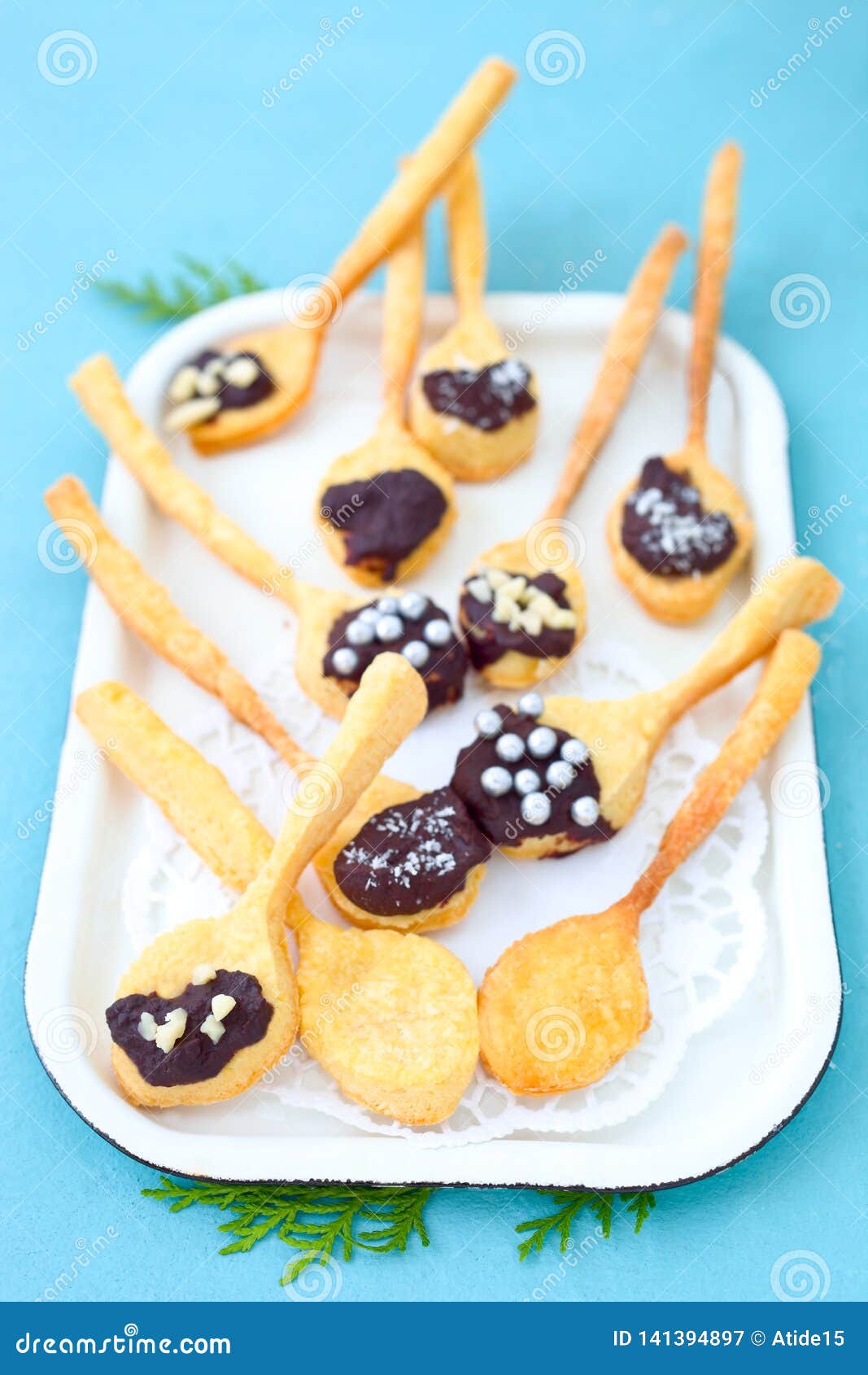 Spoon cookies stock image. Image of cocoa, space, baked - 141394897