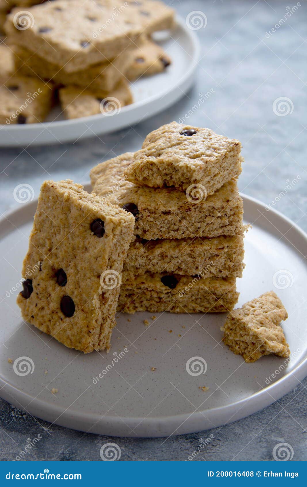 Homemade Square Cookies. a Stack of Chocolate Chip Cookies Stock Photo ...