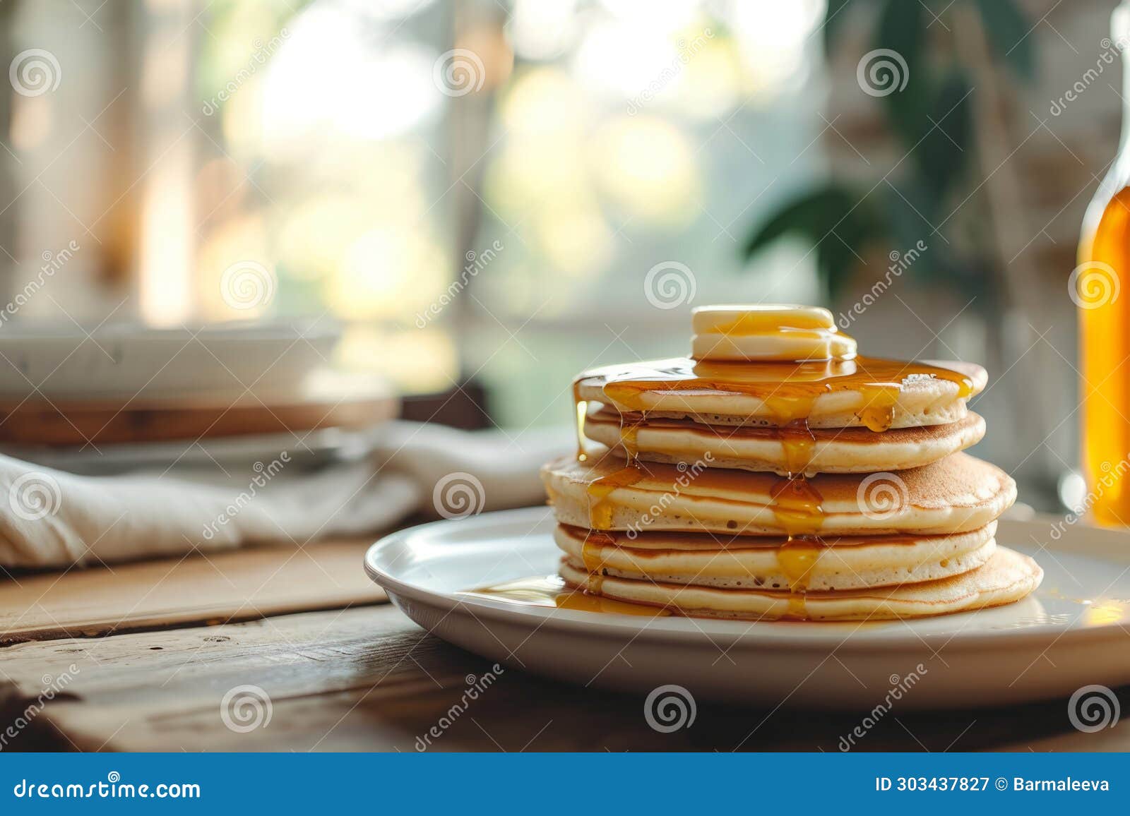 Homemade Stack Classic Pancakes with Maple Syrup. Generative AI Stock ...
