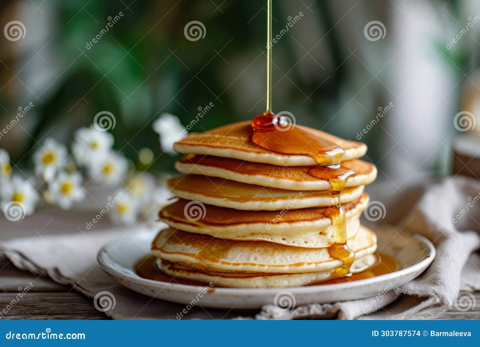 Homemade Stack Classic Pancakes with Maple Syrup. Generative AI Stock ...