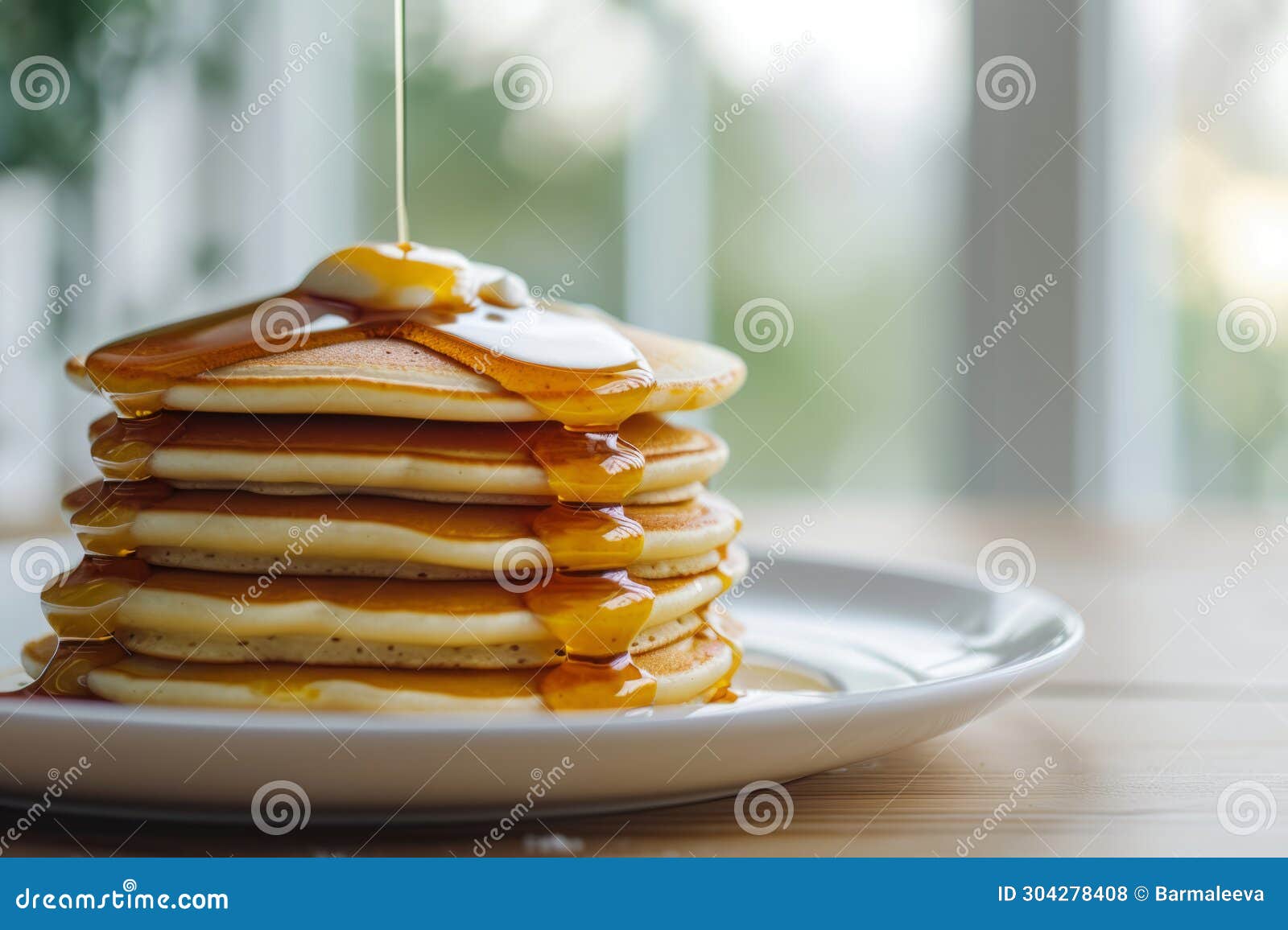 Homemade Stack Classic Pancakes with Maple Syrup. Generative AI Stock ...