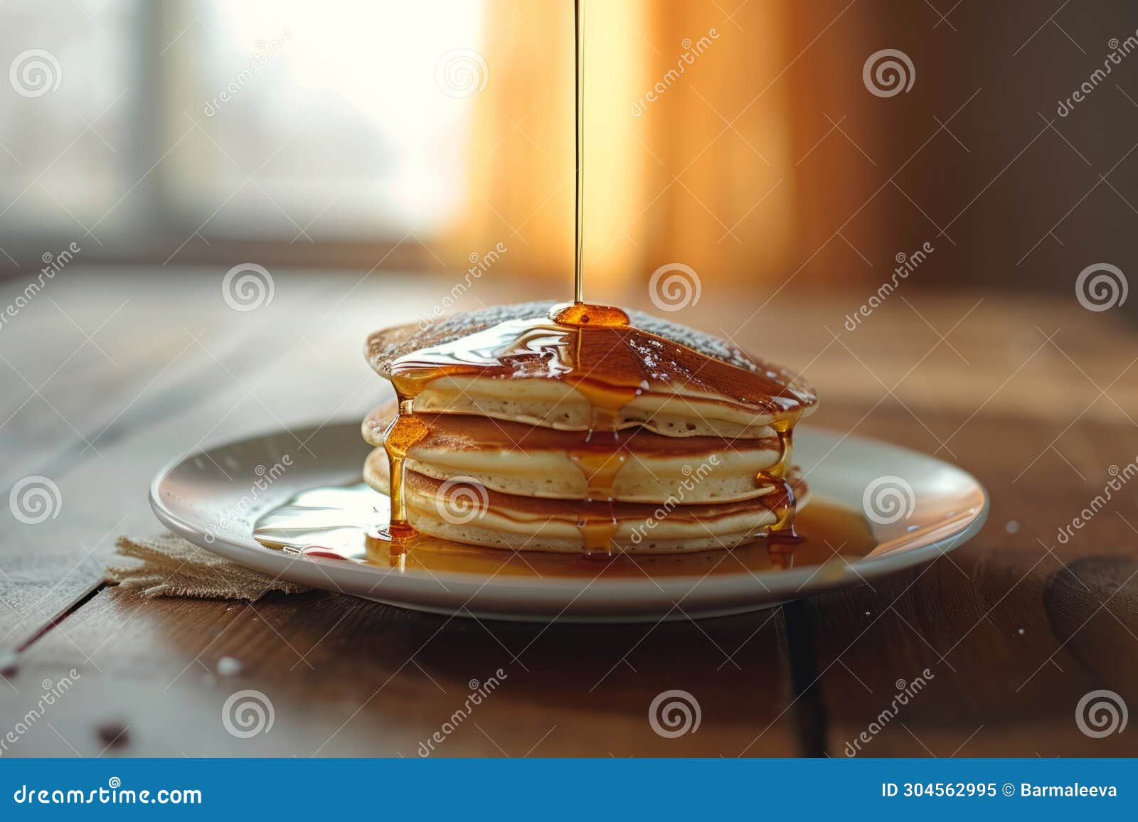 Homemade Stack Classic Pancakes with Maple Syrup. Generative AI Stock ...