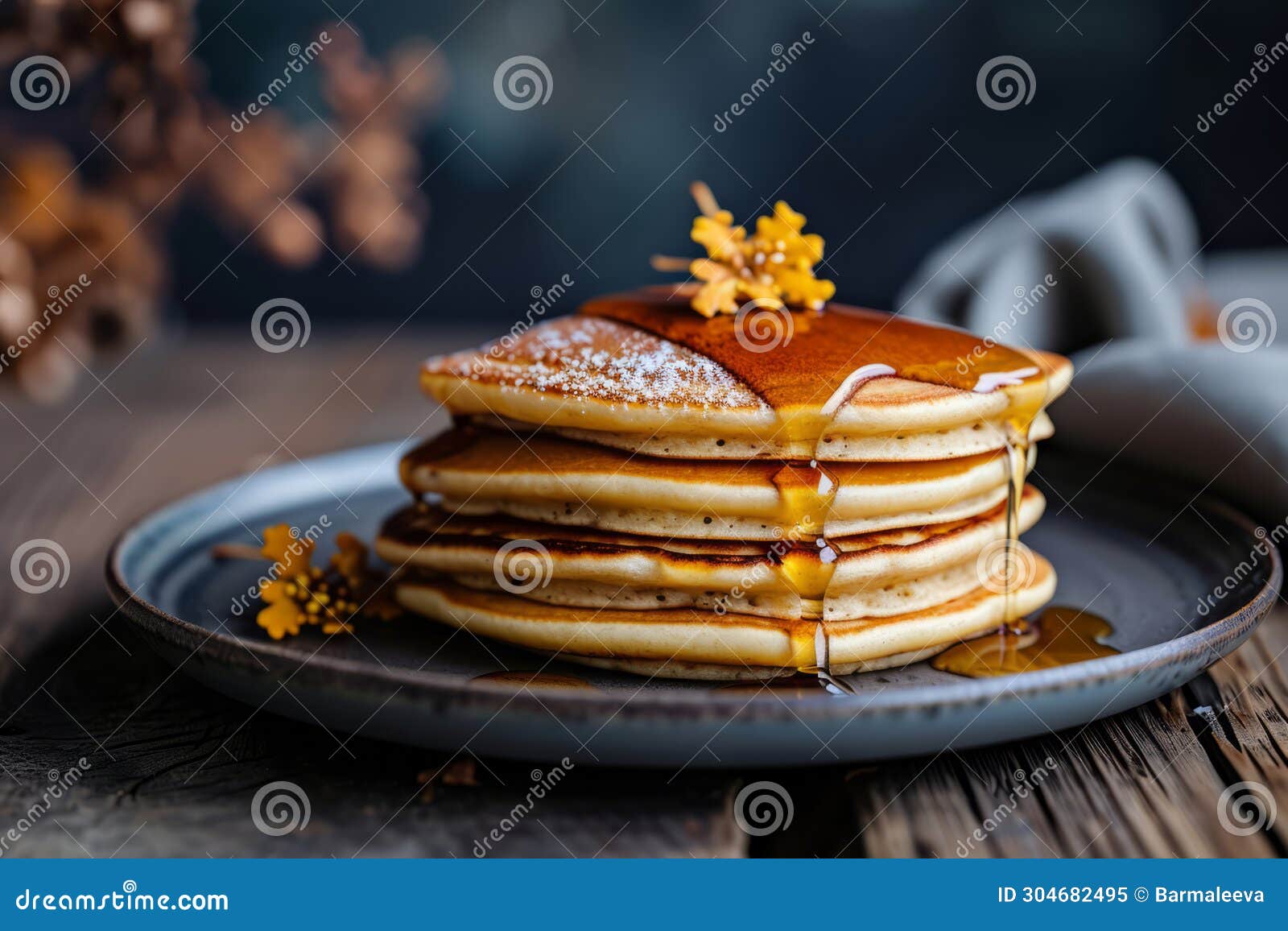Homemade Stack Classic Pancakes with Maple Syrup. Generative AI Stock ...