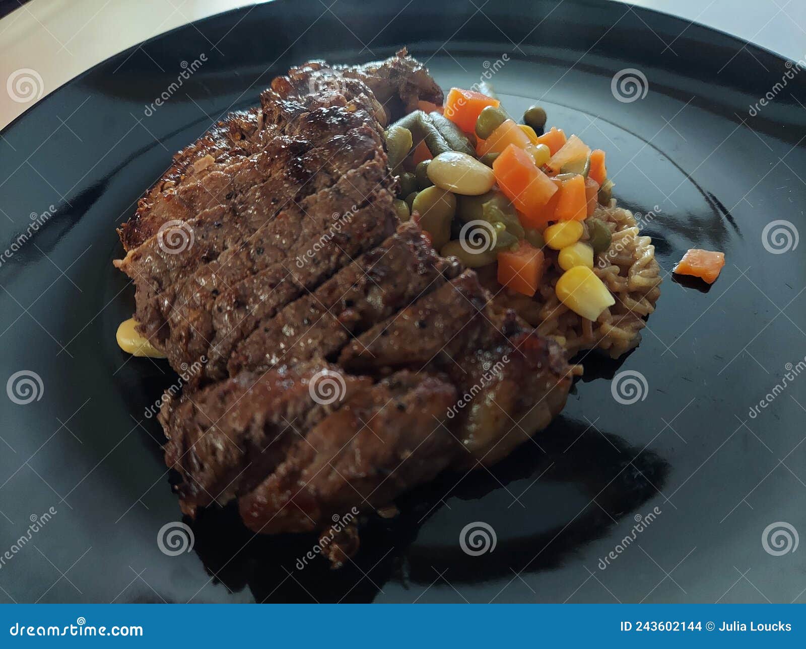 Homemade Steak Rice Veggies Stock Photo - Image of restaurant, cooking ...