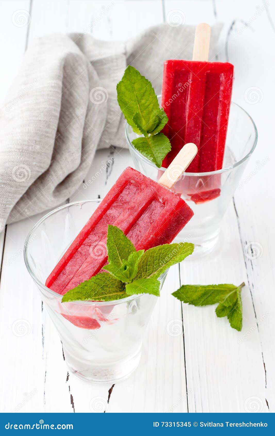 Homemade Strawberry Mint - Ice Pops - Popsicles - Paletas. Stock Image ...