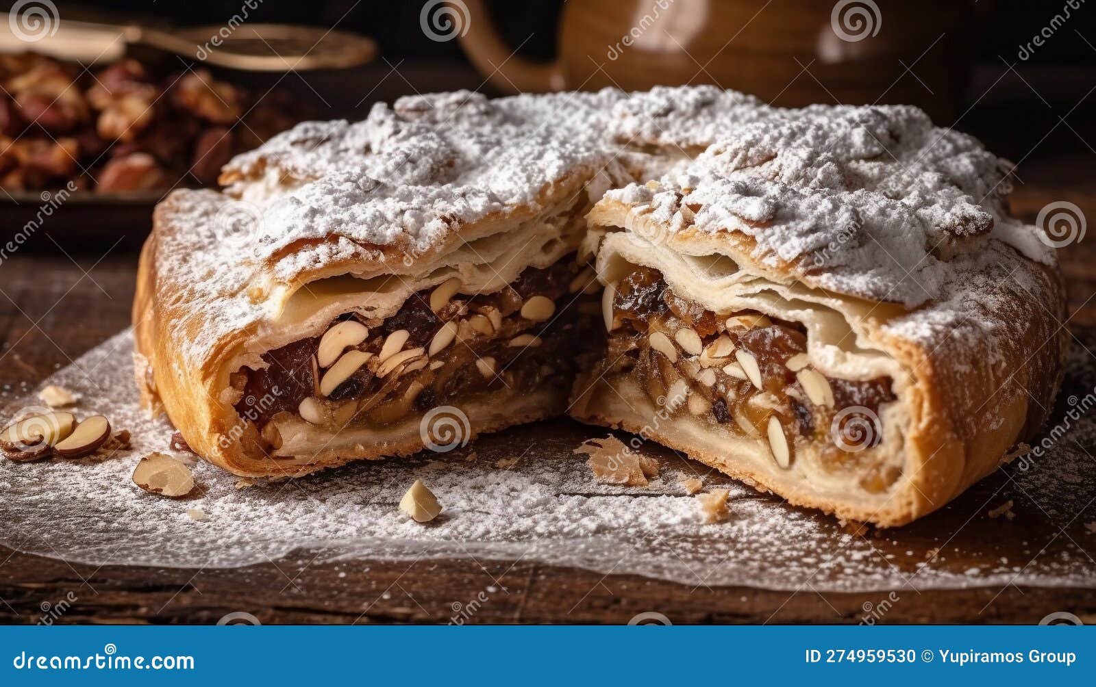 Homemade Strudel with Fresh Fruit and Nuts Generated by AI Stock ...