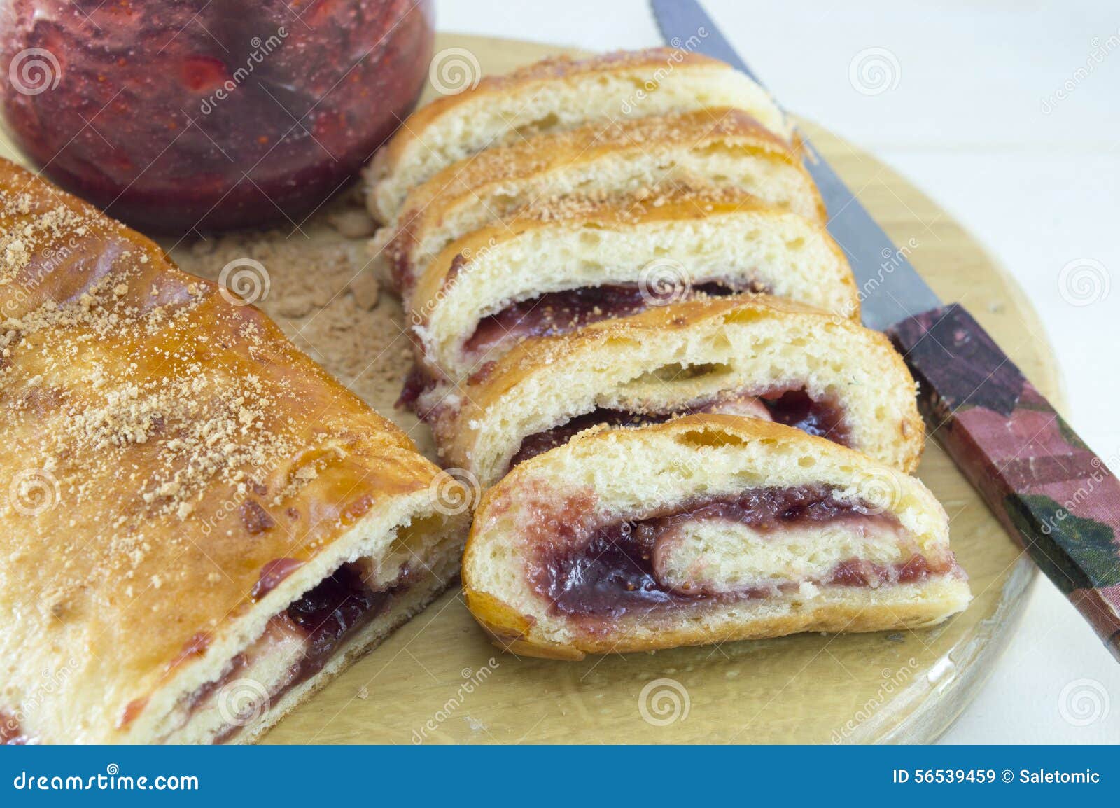 Homemade Strudel with Strawberry Jam Stock Image - Image of fried ...