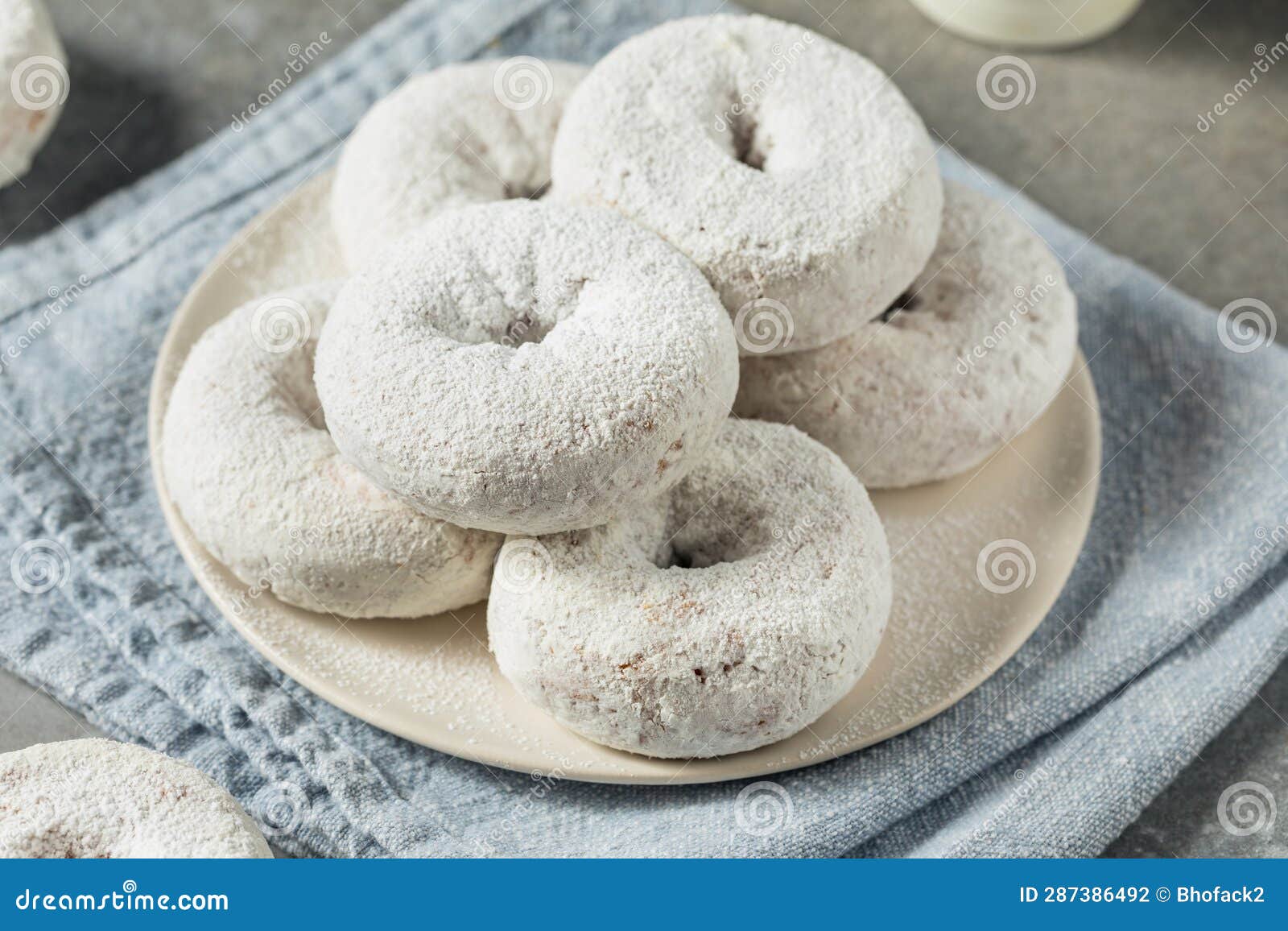 Homemade Sweet Powdered Sugar Donuts Stock Photo - Image of holes ...
