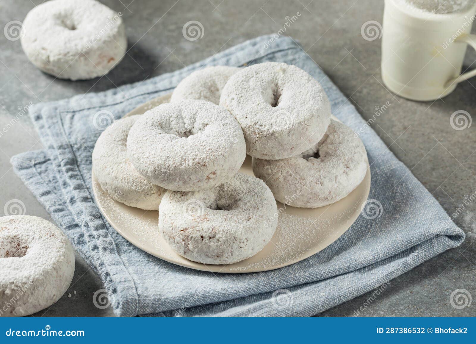 Homemade Sweet Powdered Sugar Donuts Stock Photo - Image of doughnut ...