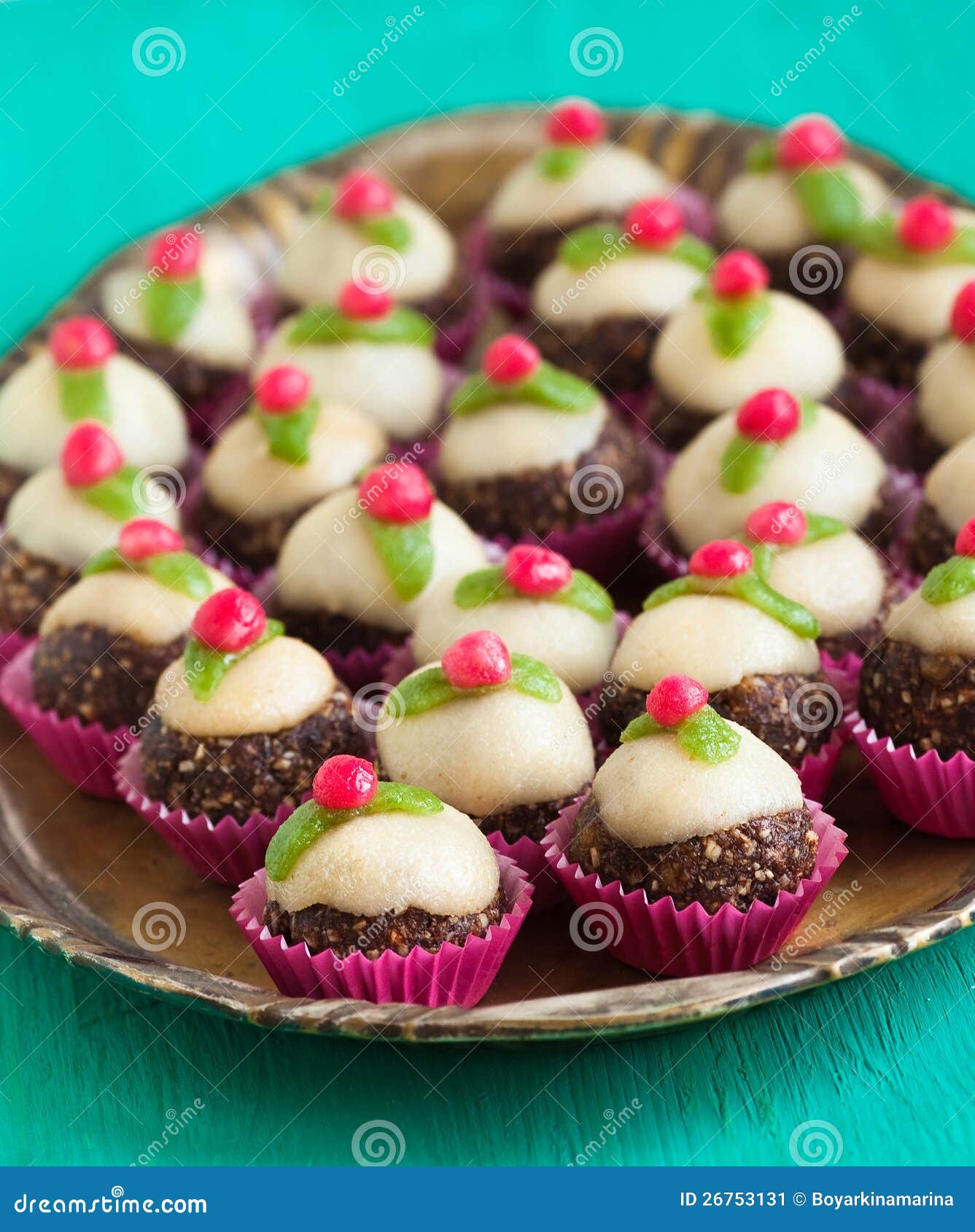 Homemade Sweets with Marzipan Stock Image - Image of fruit, tray: 26753131