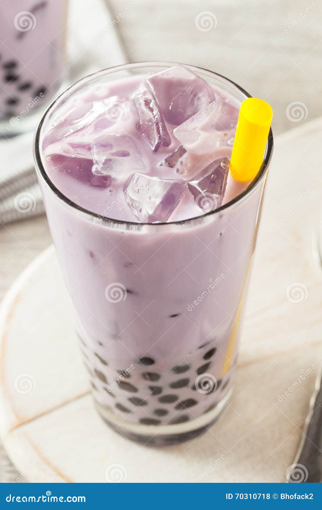 Homemade Taro Milk Bubble Tea with Tapioca Stock Photo - Image of froth ...