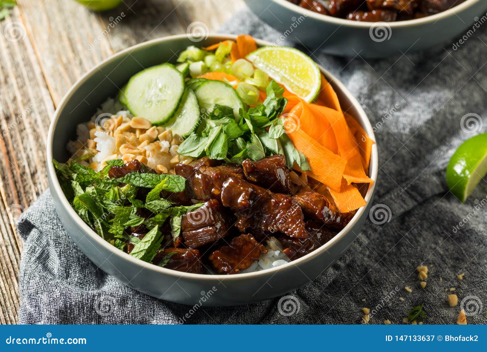 Homemade Thai Beef and Rice Bowl Stock Image - Image of chili ...