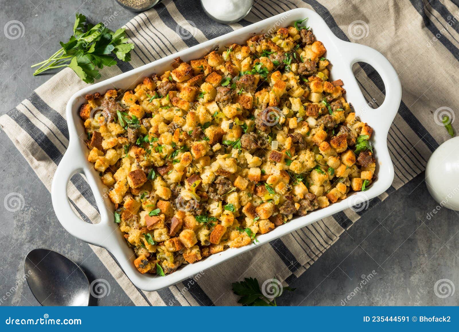 Homemade Thanksgiving Pork Sage Stuffing Stock Image - Image of roast ...