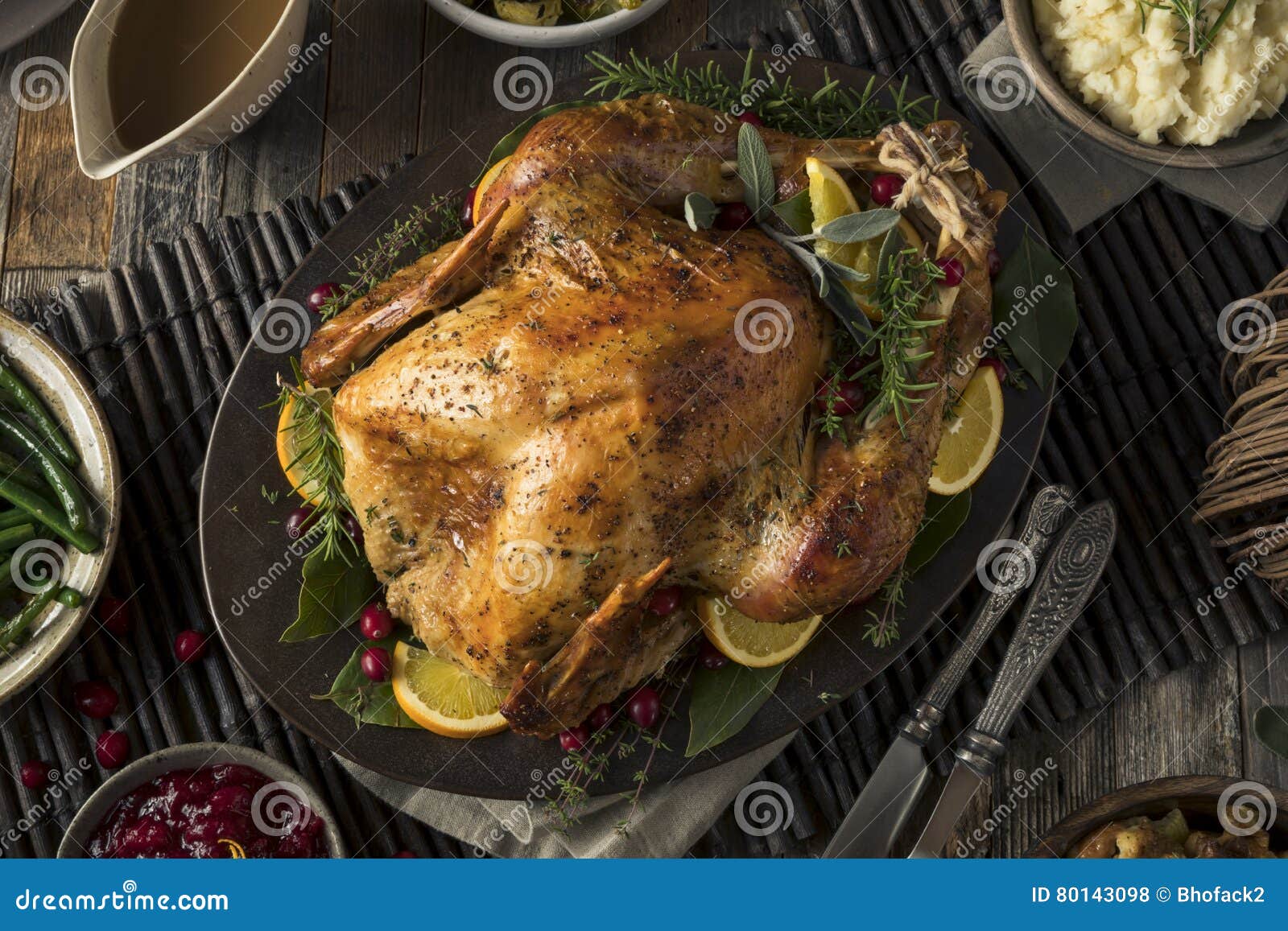 Homemade Thanksgiving Turkey Dinner Stock Photo - Image of beans ...