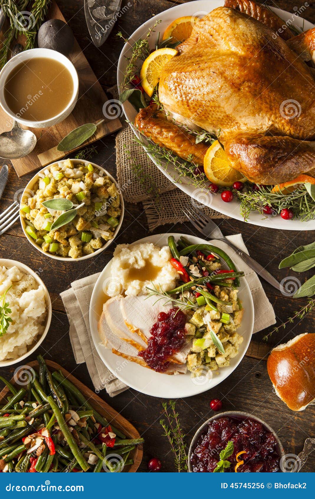 Homemade Thanksgiving Turkey on a Plate Stock Photo - Image of beans ...