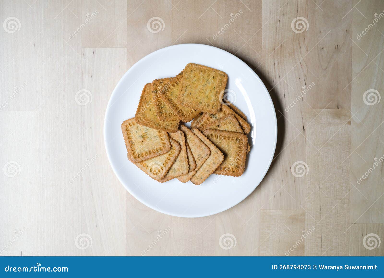 Homemade Thin Crispy Crackers on White Plate Stock Image - Image of ...
