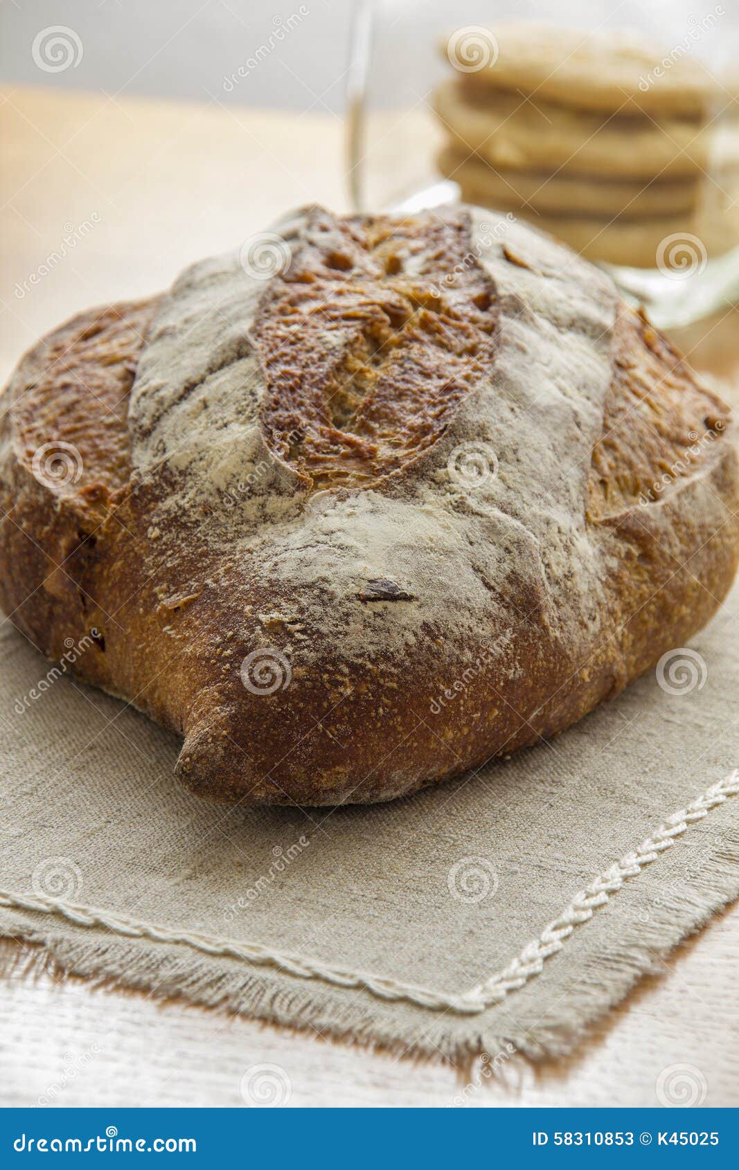 Homemade Tradition Bread Loaf on the Kitchen Table Stock Image - Image ...
