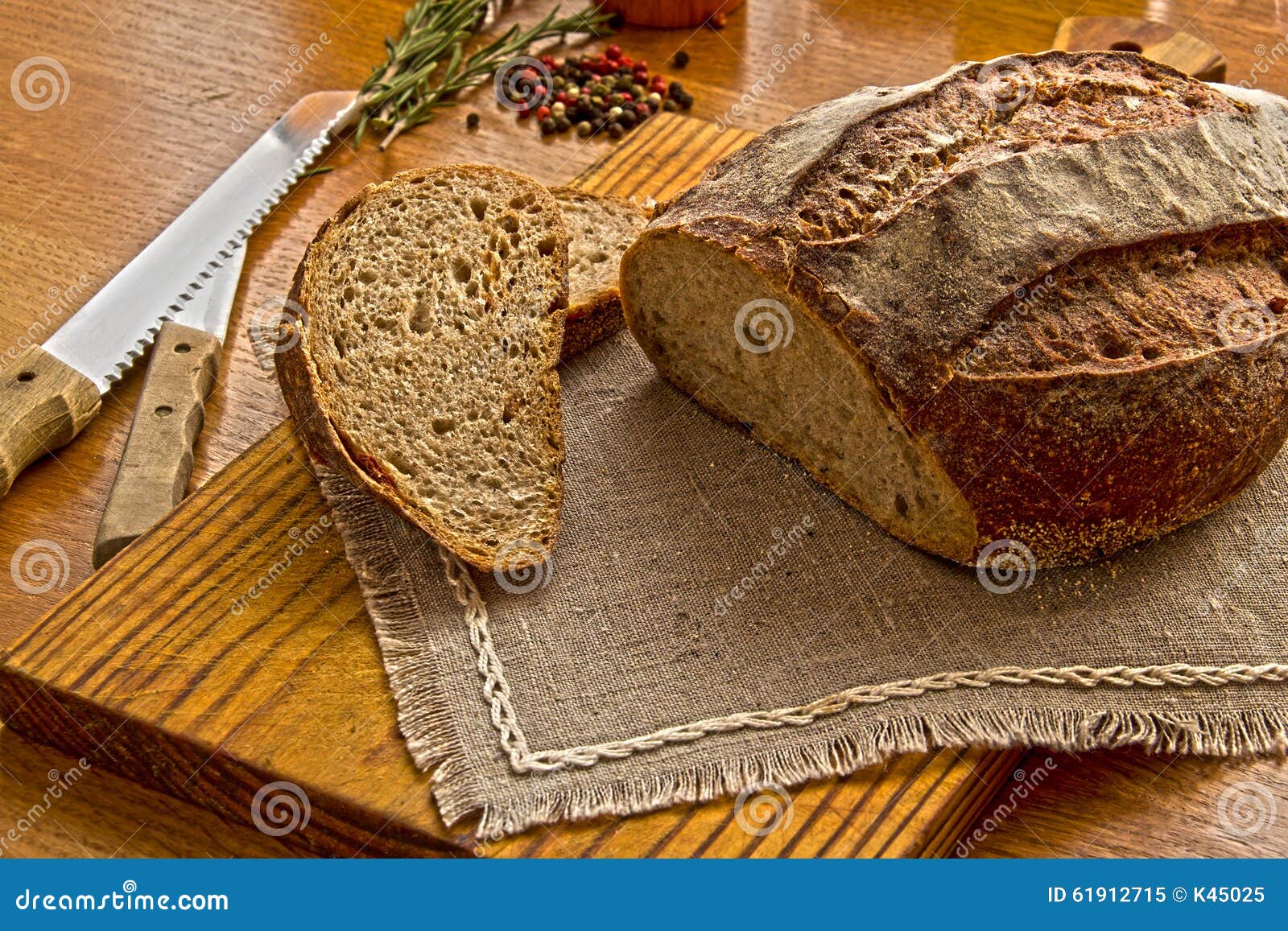 Homemade Tradition Bread Loaf on the Kitchen Table Stock Image - Image ...