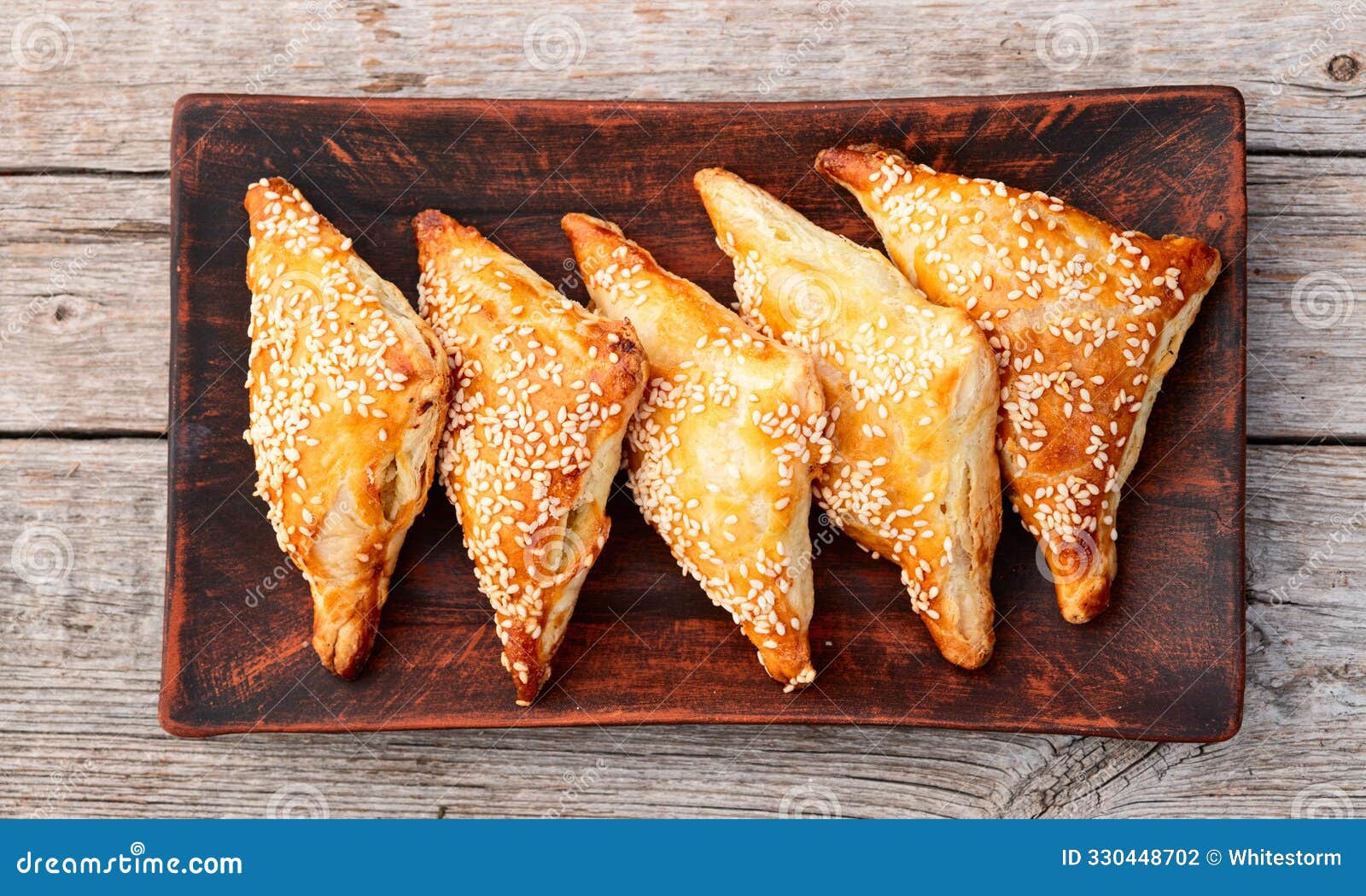 Homemade Triangle Puff Pastry with Meat on Rustic Background . Samosa ...