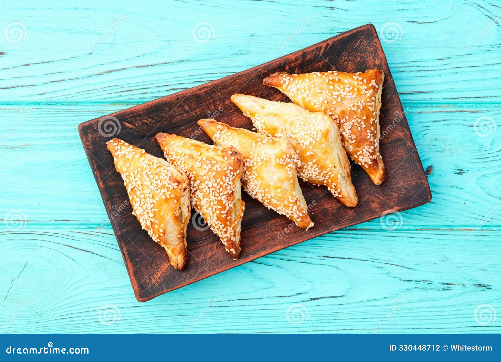 Homemade Triangle Puff Pastry with Meat on Rustic Background . Samosa ...