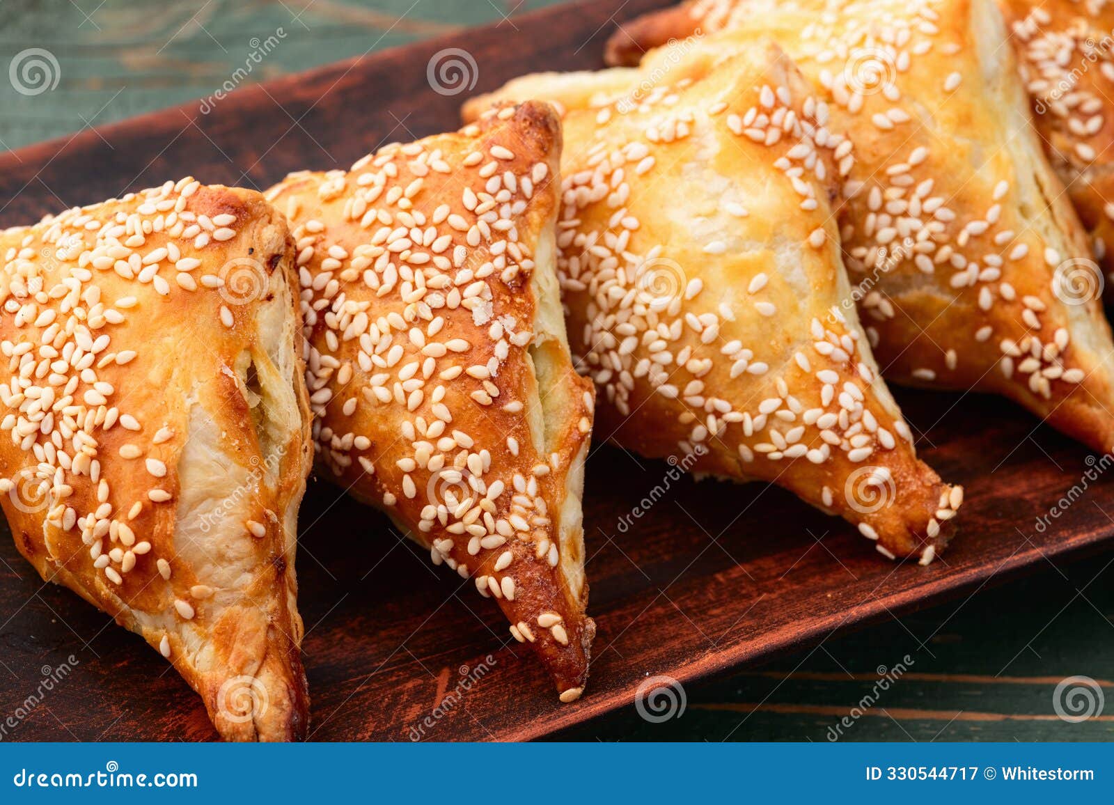 Homemade Triangle Puff Pastry with Meat on Rustic Background . Samosa ...