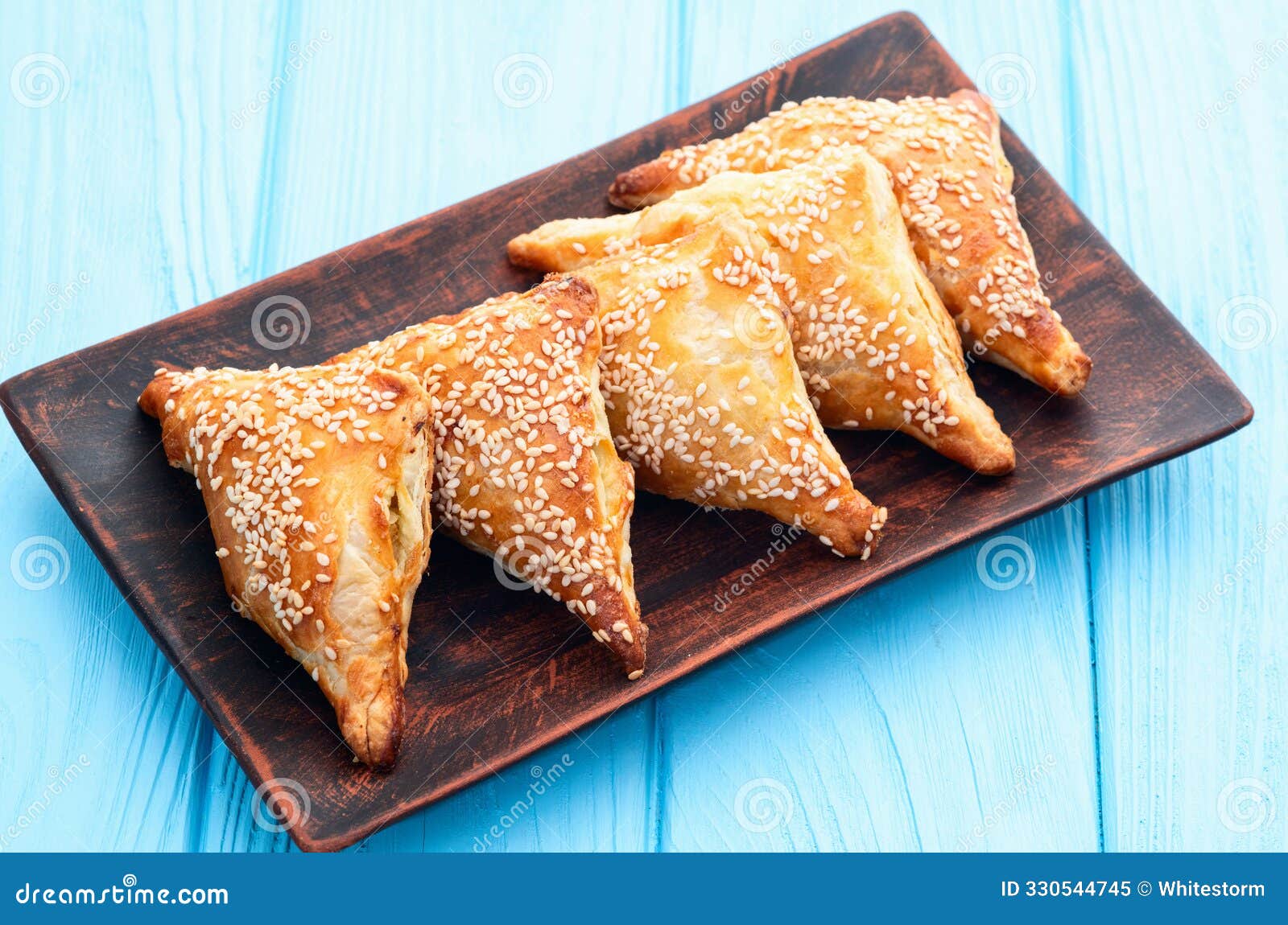 Homemade Triangle Puff Pastry with Meat on Rustic Background . Samosa ...