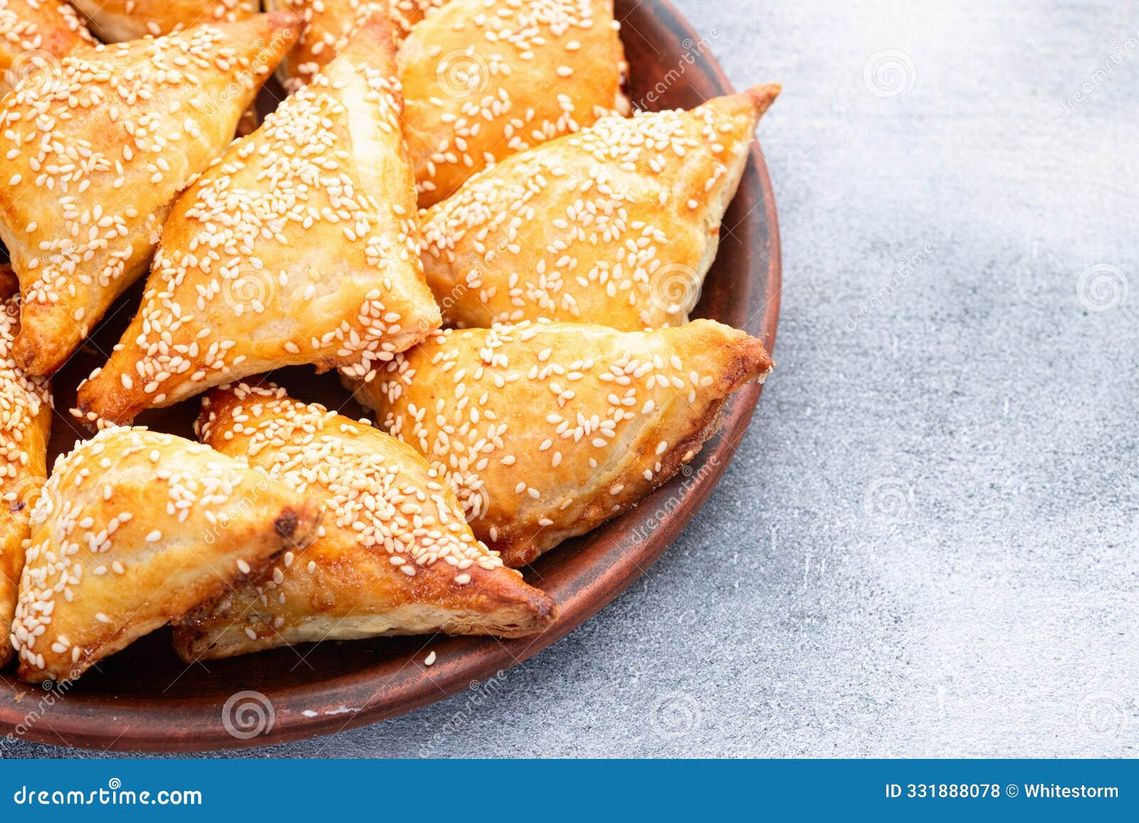 Homemade Triangle Puff Pastry with Meat on Rustic Background . Samosa ...
