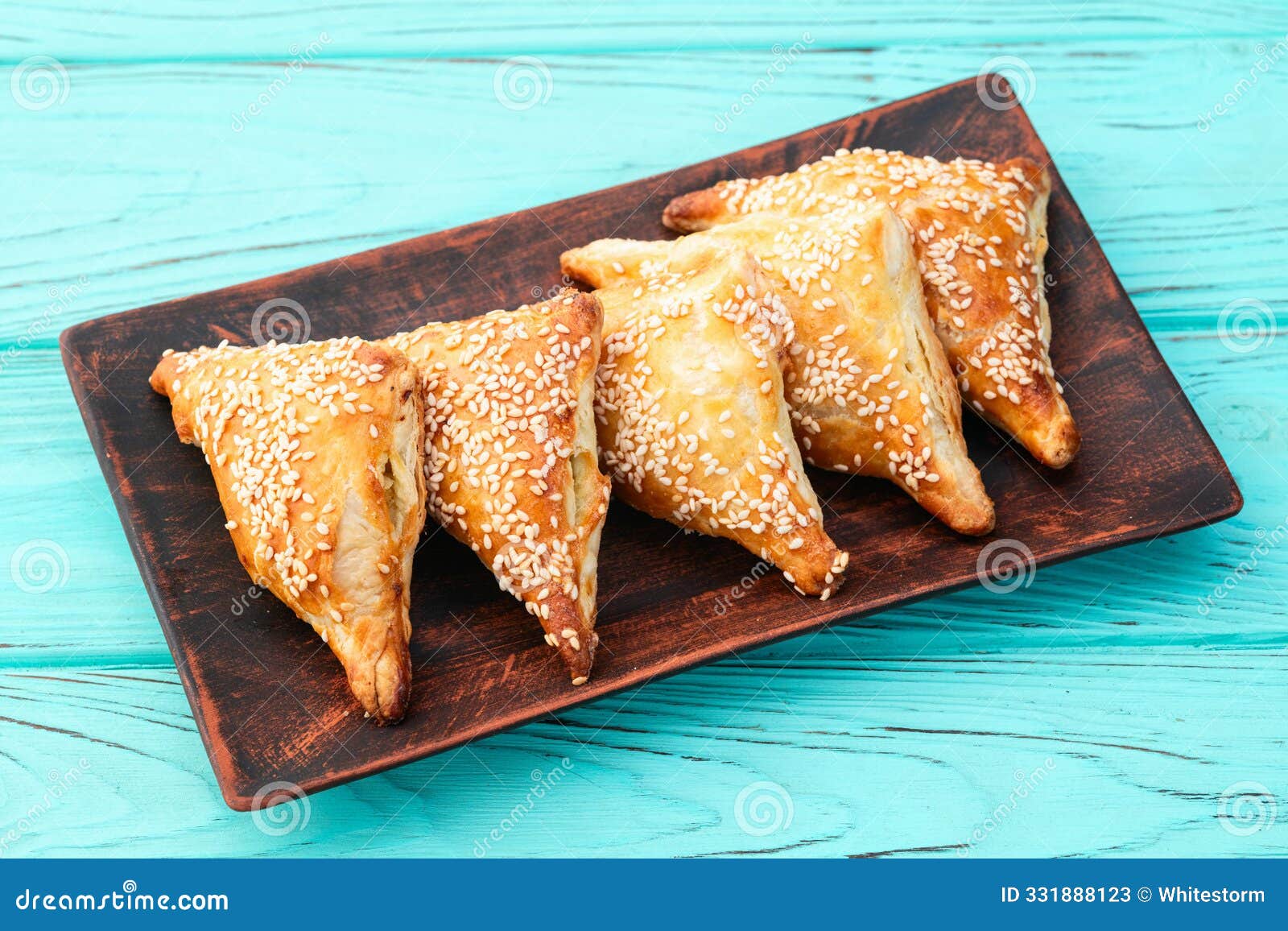 Homemade Triangle Puff Pastry with Meat on Rustic Background . Samosa ...