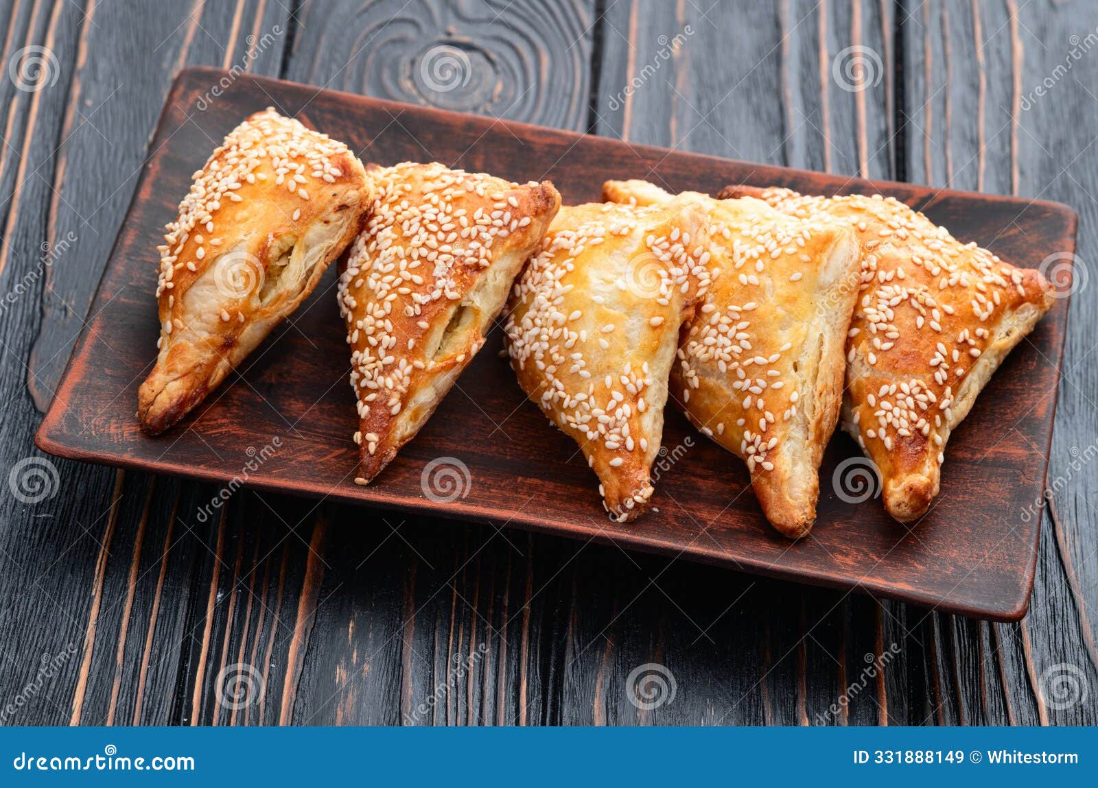 Homemade Triangle Puff Pastry with Meat on Rustic Background . Samosa ...