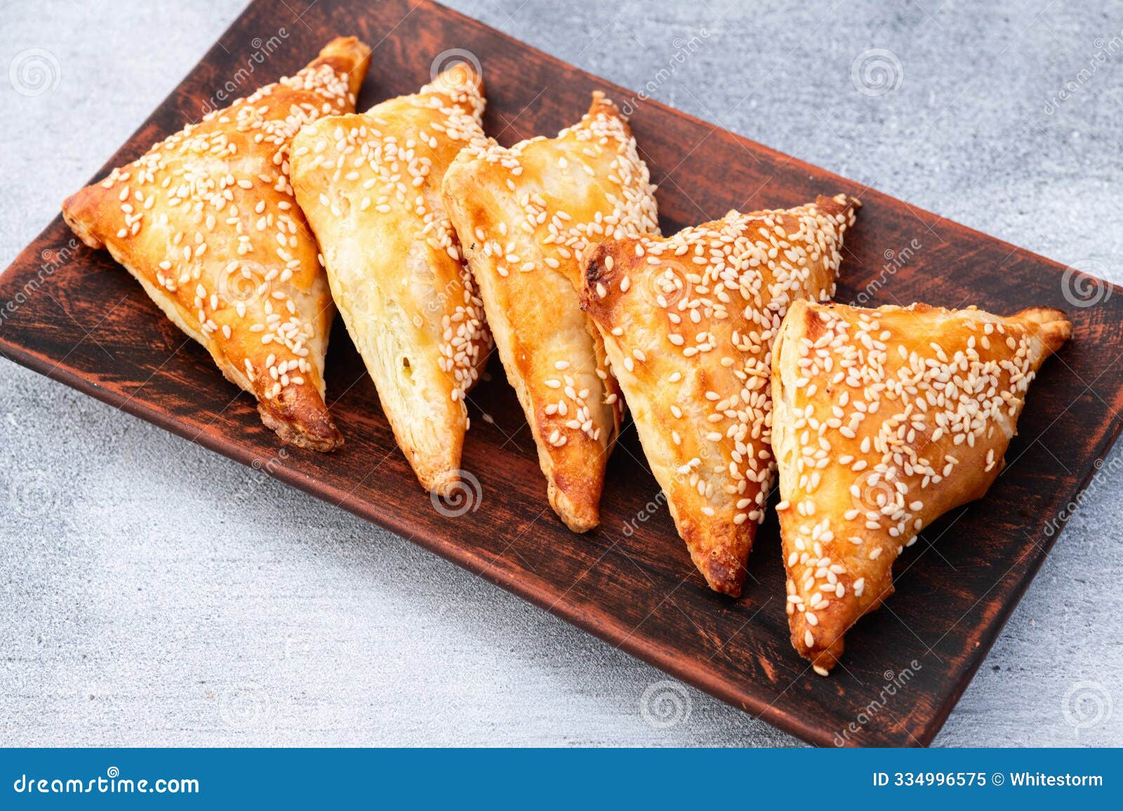 Homemade Triangle Puff Pastry with Meat on Rustic Background . Samosa ...