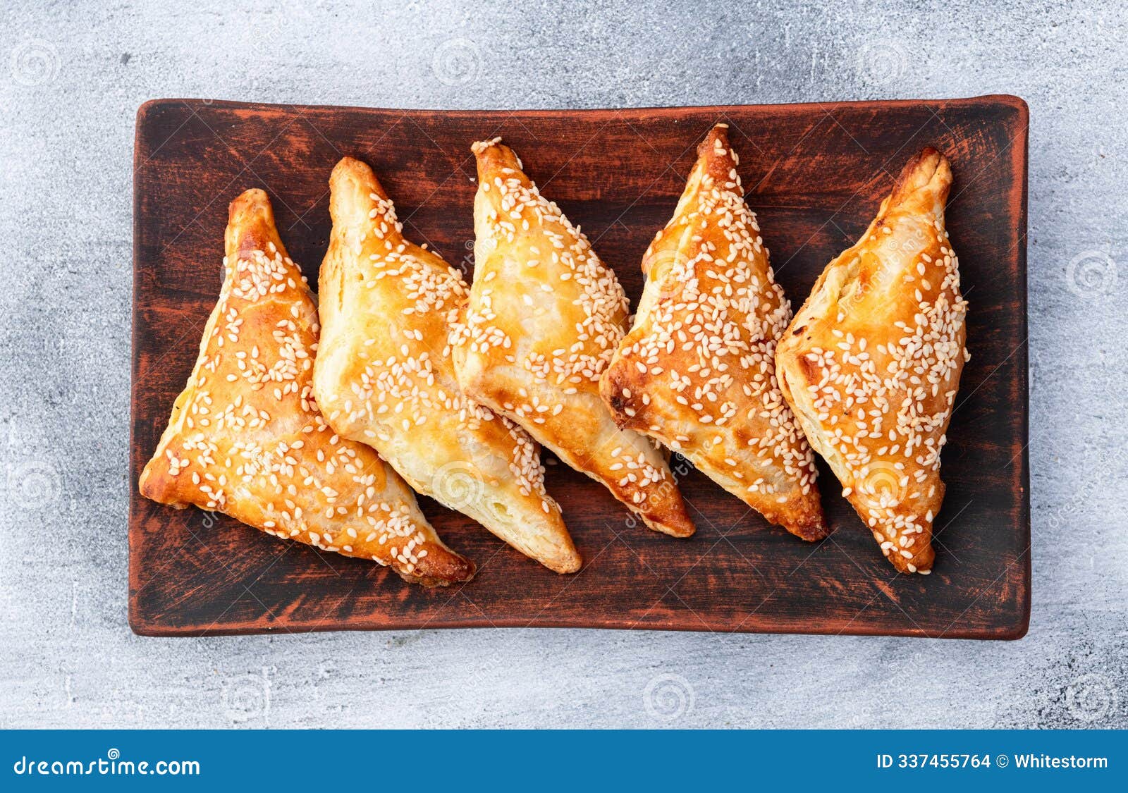 Homemade Triangle Puff Pastry with Meat on Rustic Background . Samosa ...