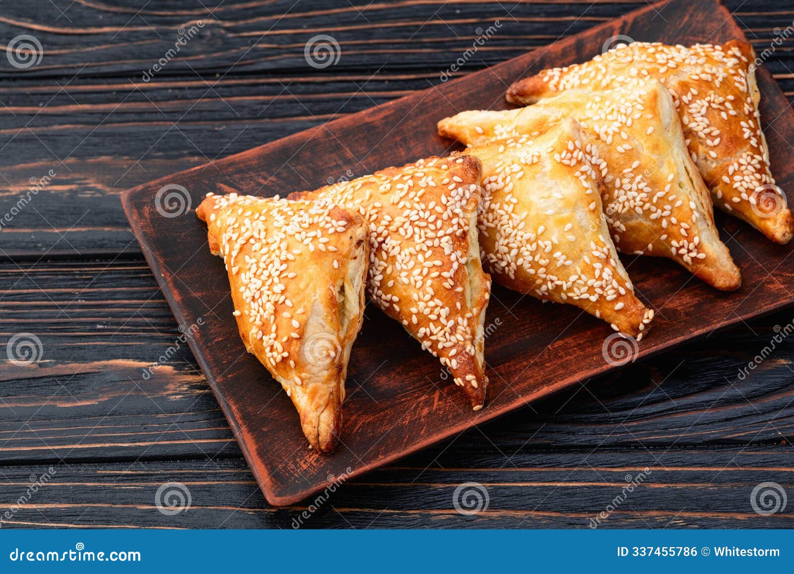 Homemade Triangle Puff Pastry with Meat on Rustic Background . Samosa ...