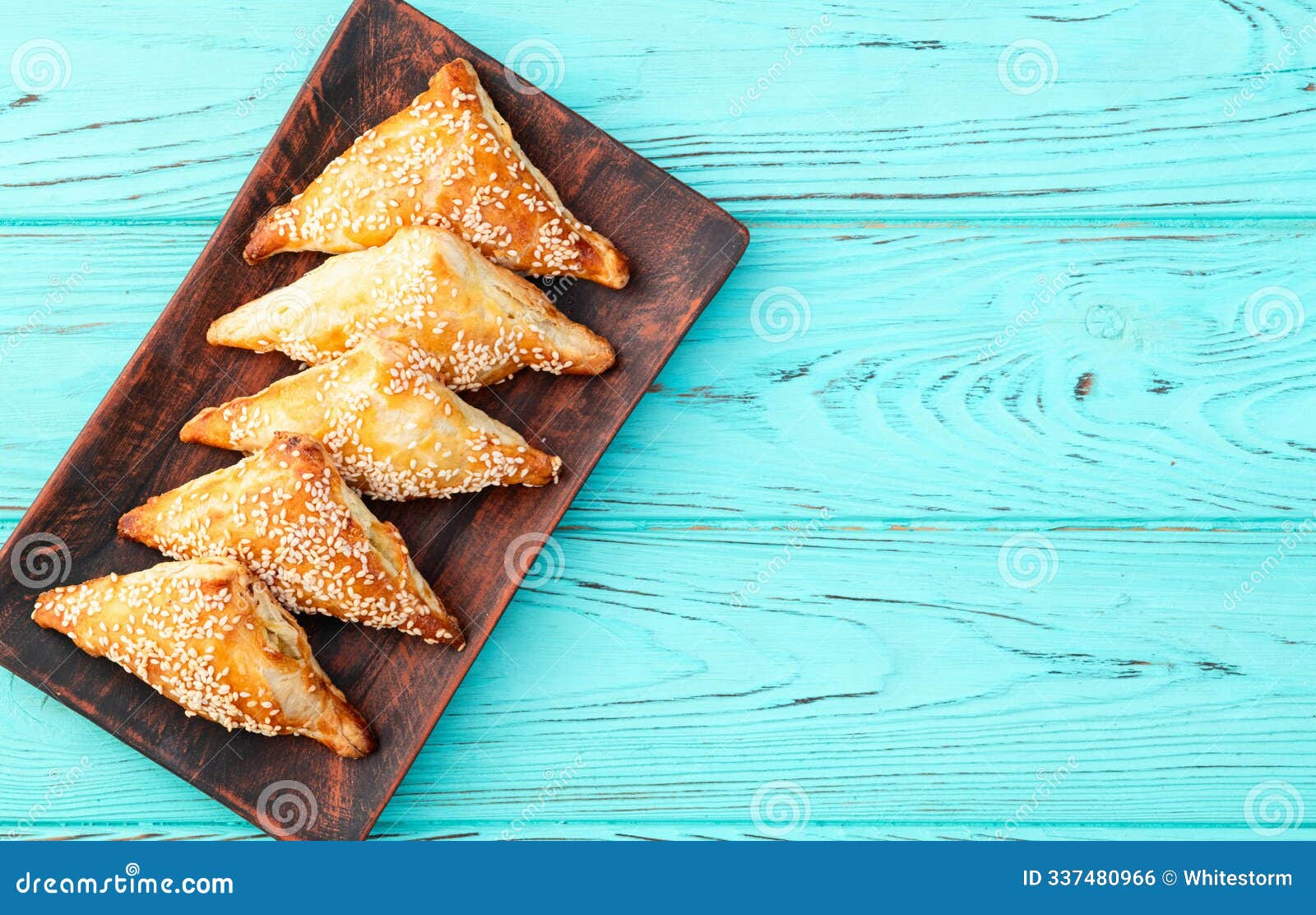 Homemade Triangle Puff Pastry with Meat on Rustic Background . Samosa ...