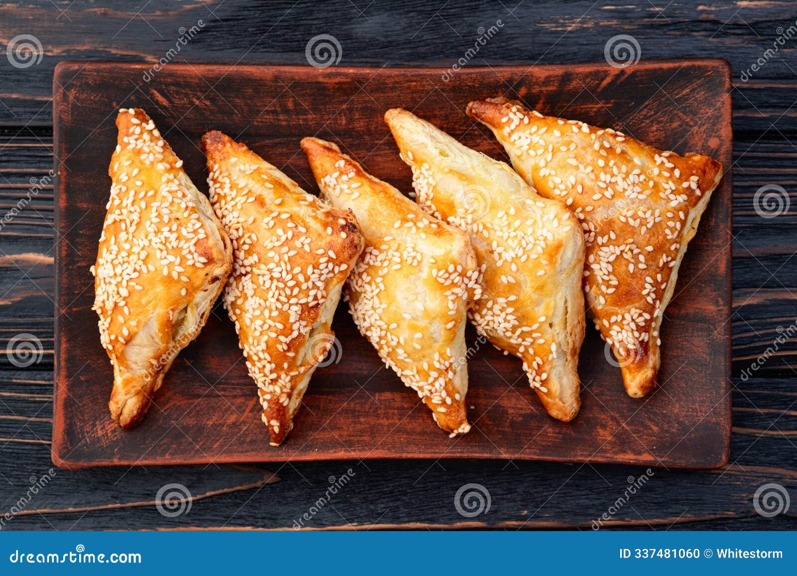 Homemade Triangle Puff Pastry with Meat on Rustic Background . Samosa ...