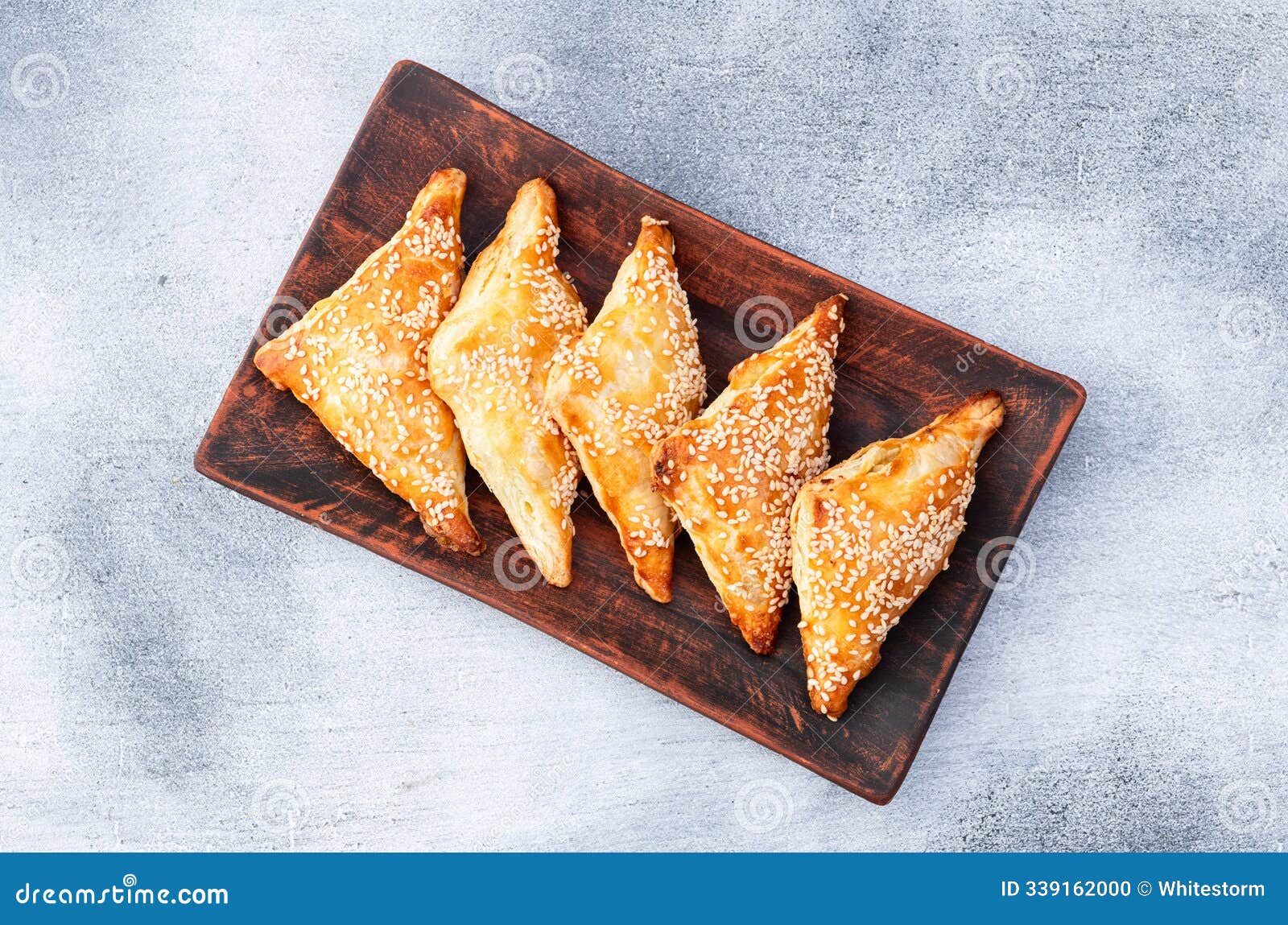 Homemade Triangle Puff Pastry with Meat on Rustic Background . Samosa ...