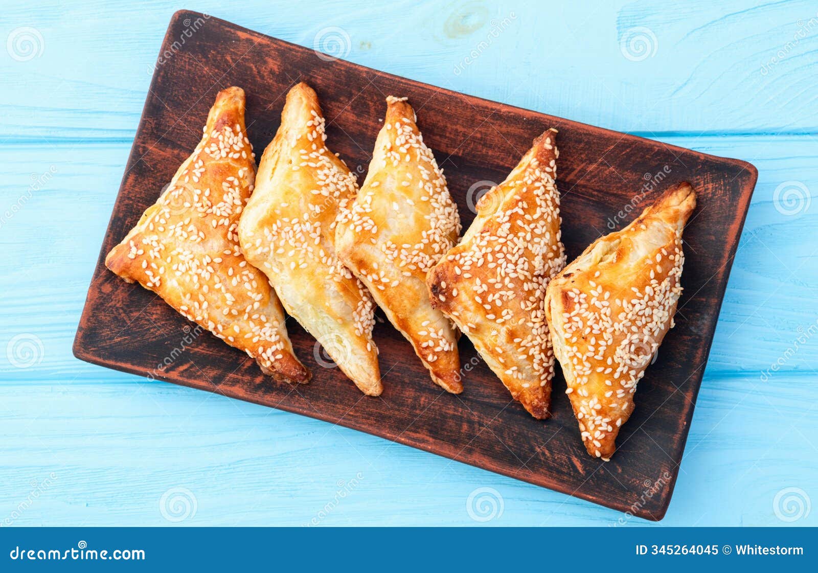Homemade Triangle Puff Pastry with Meat on Rustic Background . Samosa ...