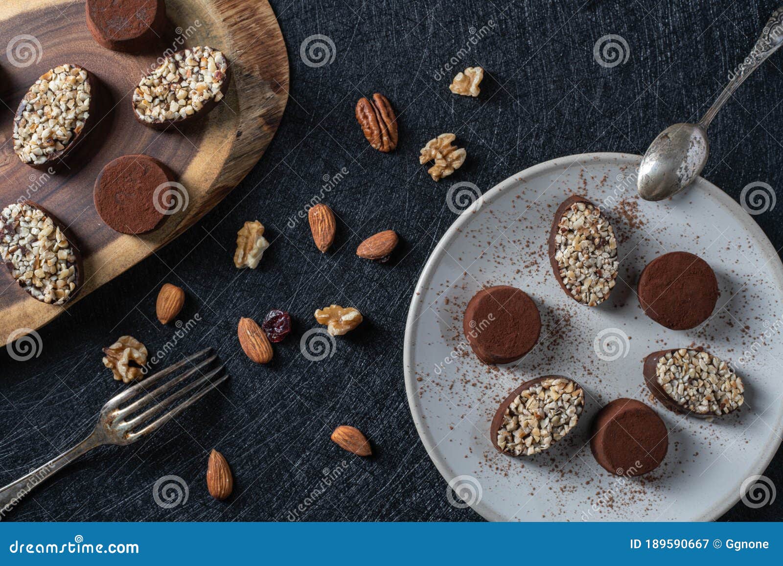 Homemade Truffles from Dark Chocolate on a Plate Stock Image - Image of ...