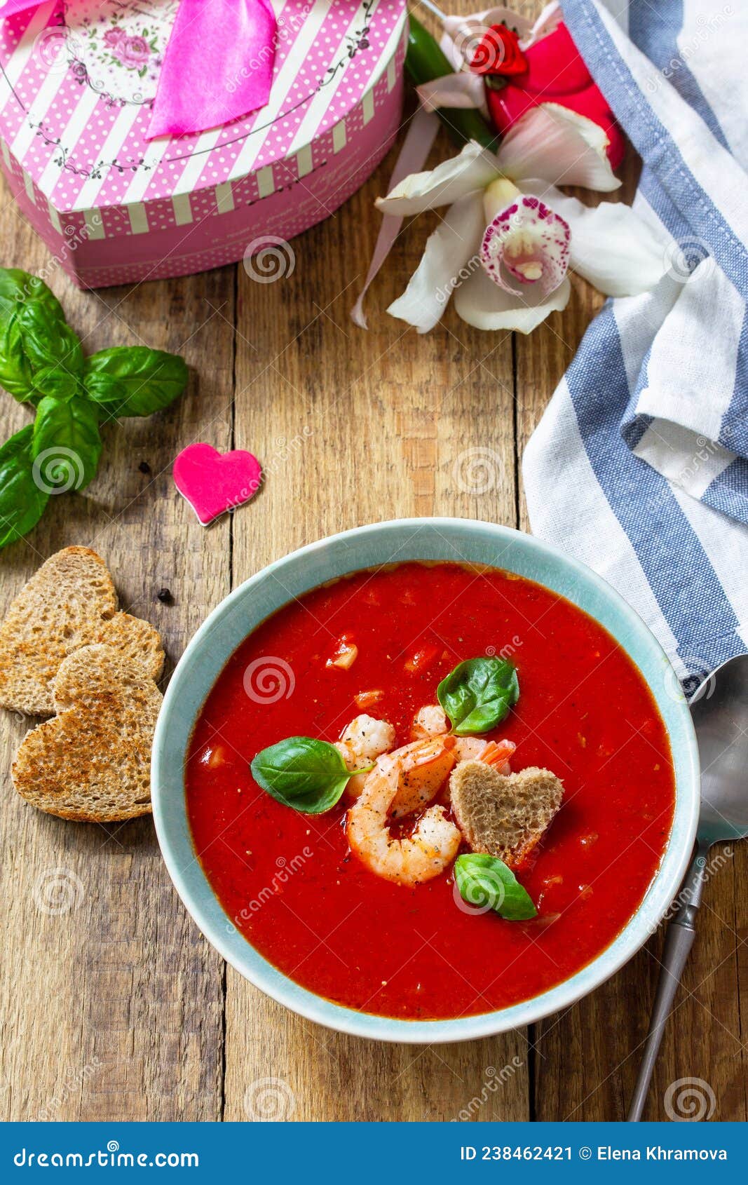 Homemade Valentine Soup Festive Food Tomato Soup Puree Gazpacho With