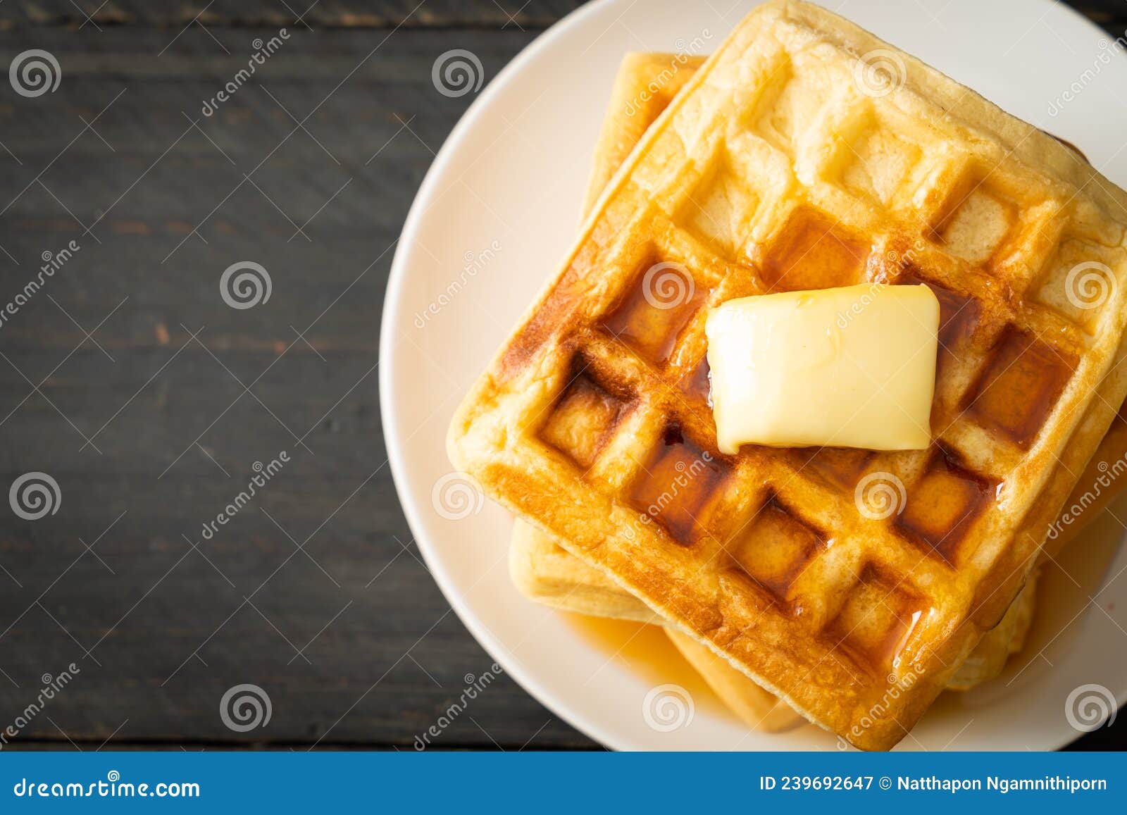 Waffle Stack with Butter and Honey Stock Image - Image of comfort ...