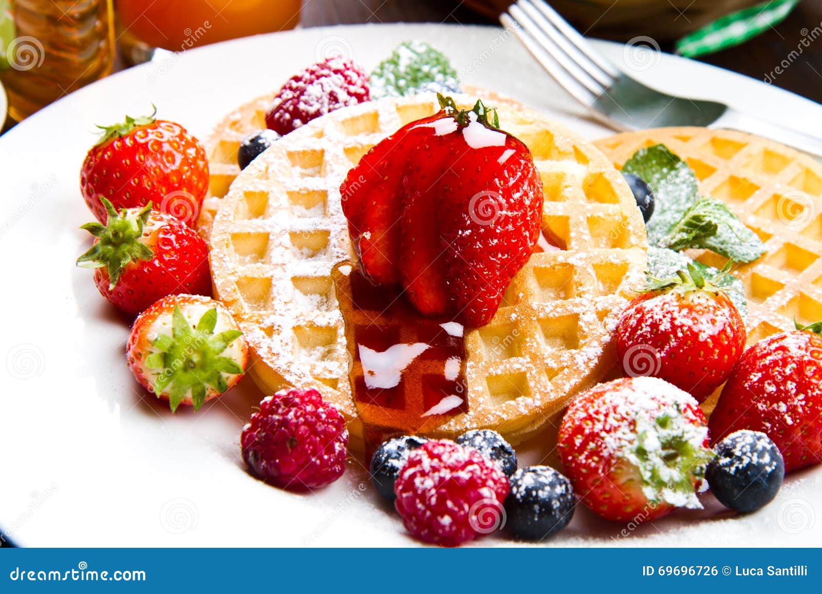 Homemade Waffles with Fruit Stock Photo - Image of belgian, waffle ...