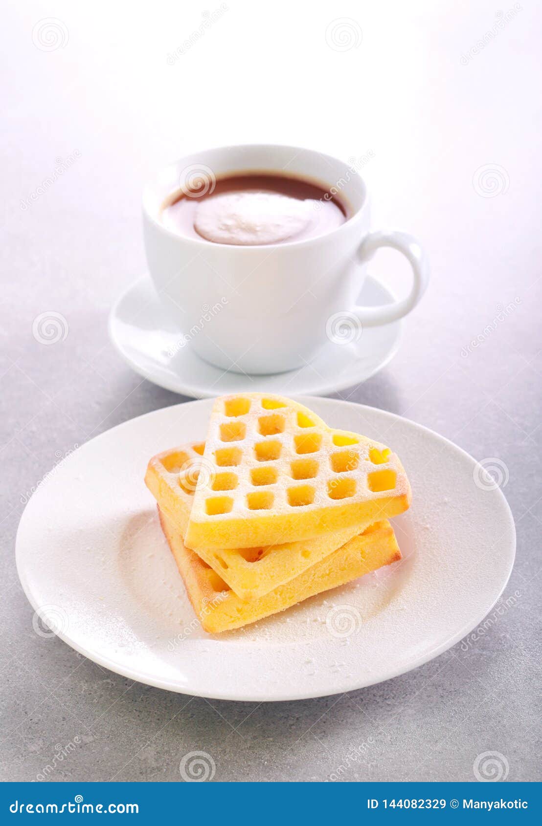 Homemade Waffles with Icing Sugar Stock Image - Image of dessert ...