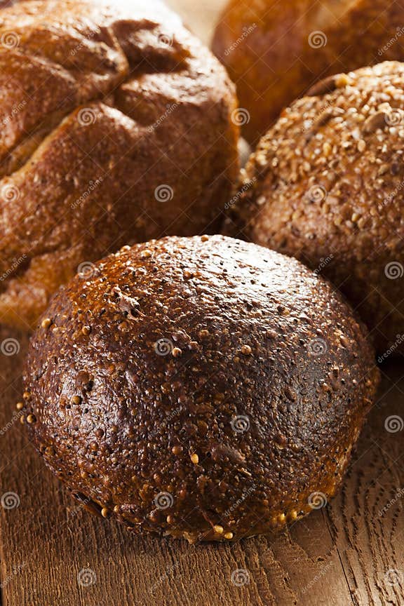 Homemade Whole Grain Dinner Rolls Stock Image - Image of grain, flour ...