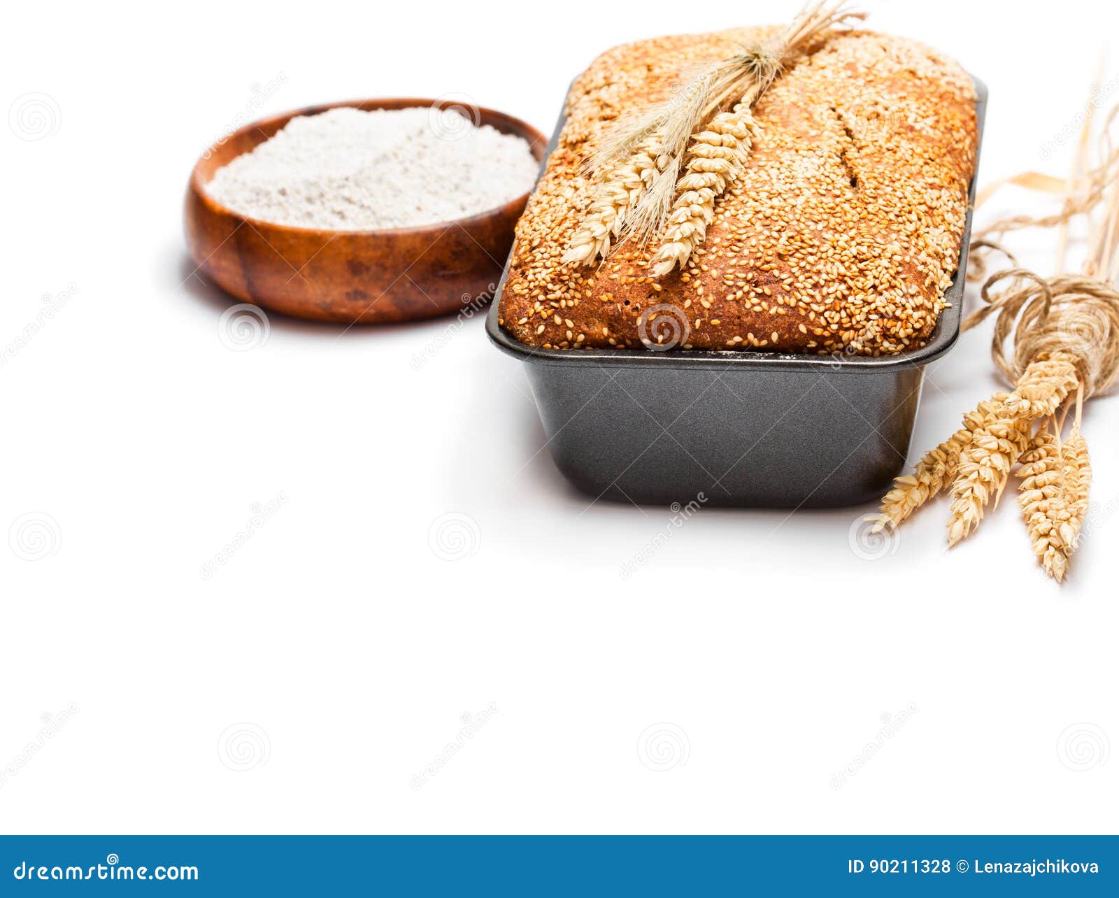 Homemade Wholemeal Rye Bread in Baking Form Isolated on White Stock ...